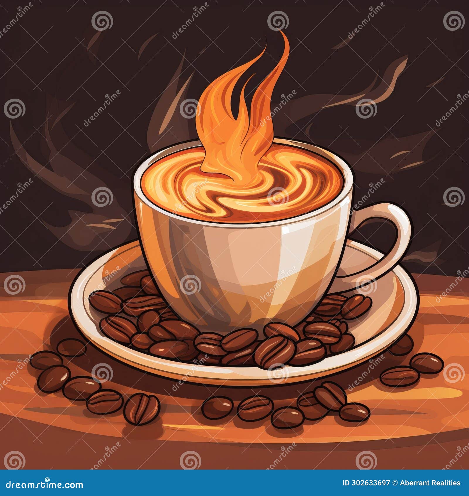 Vector Illustration of a Cup of Coffee with Fire Stock Illustration ...