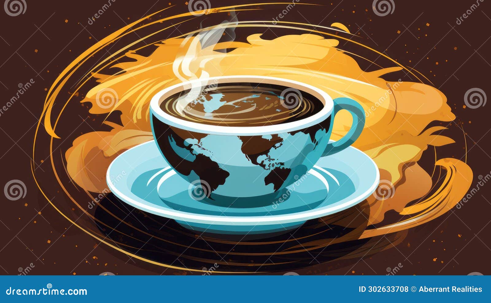 Vector Illustration of a Cup of Coffee with the World Map Stock ...
