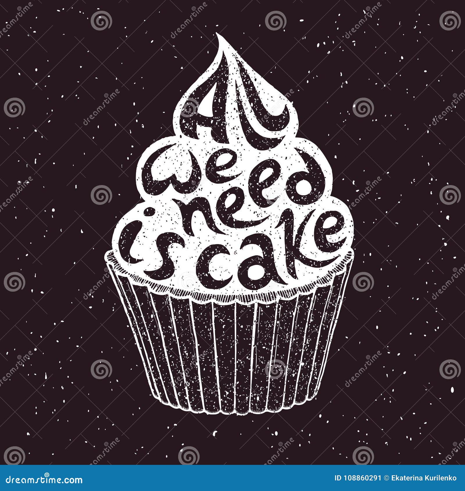 Hand Drawn Cupcake with Text Stock Vector - Illustration of icon ...