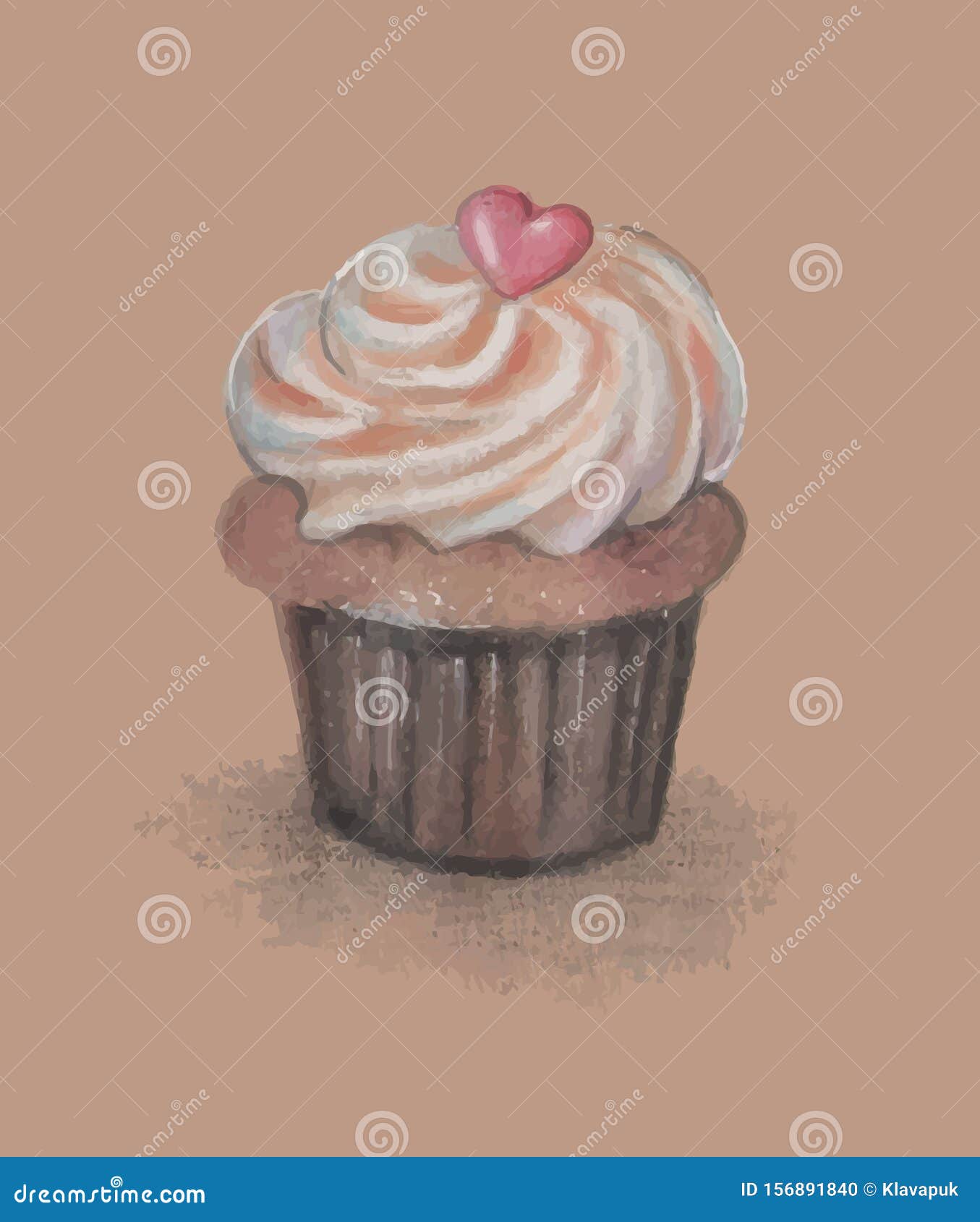 Vector Illustration of a Cupcake. Stylized Hand Drawing Pencil Stock ...