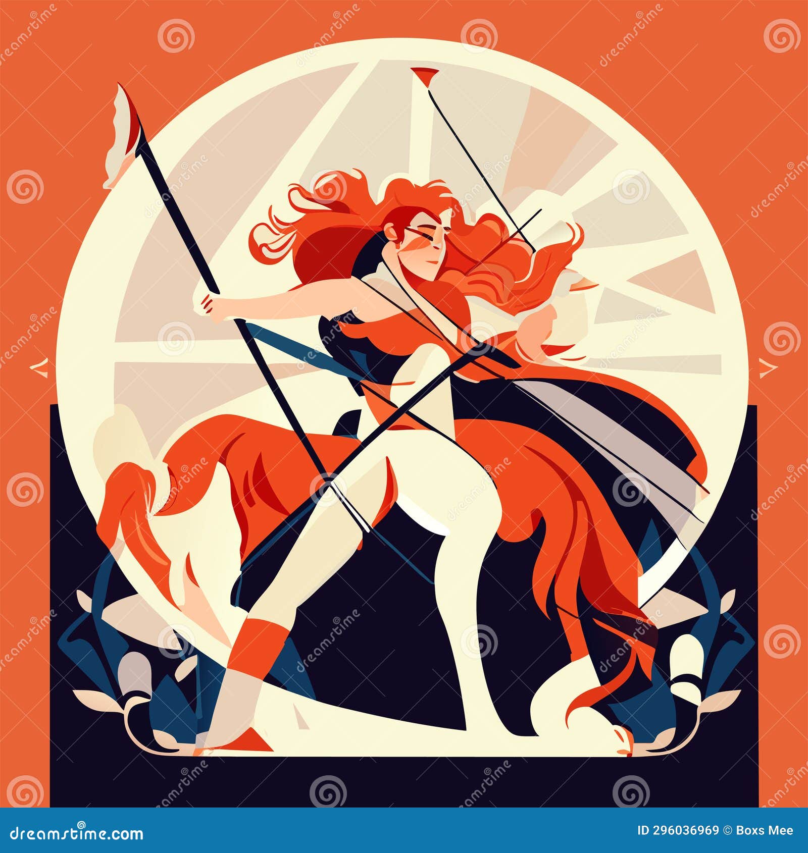 Vector Illustration of Cupid with Bow and Arrow in the Form of a Circle ...