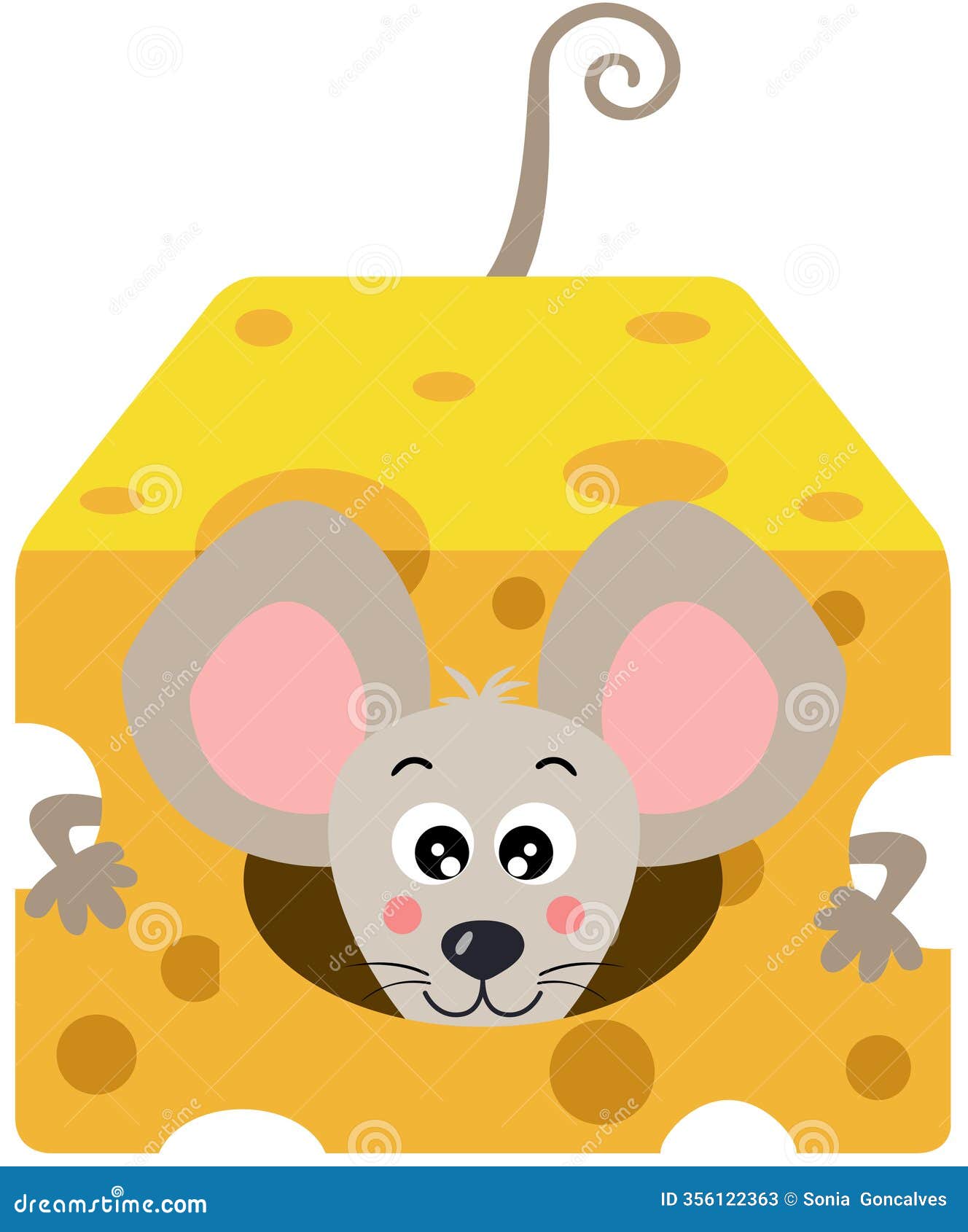 Curious Mouse Peeking into Cheese Stock Vector - Illustration of play ...