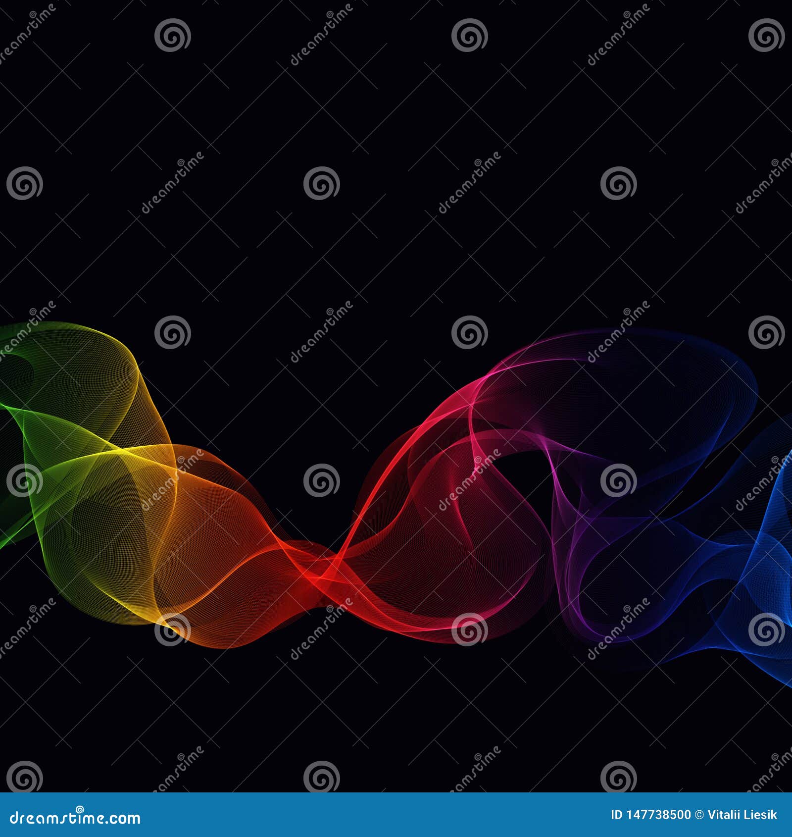 Vector Illustration for Curl Motion Design. Colorful Energy Smoke ...