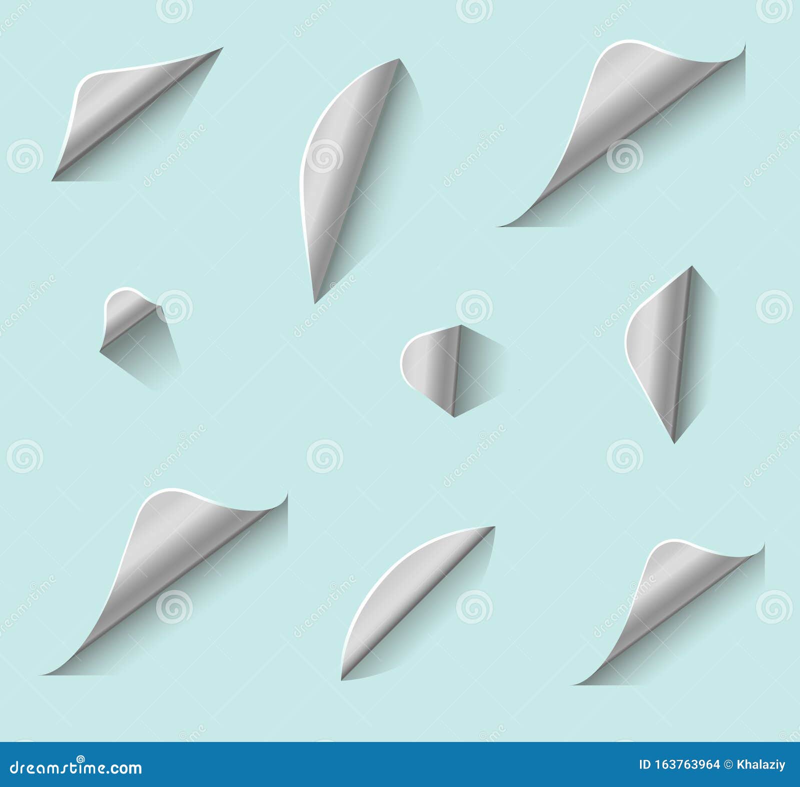 Curled Pages And Stickers. Round And Rectangle Flipped Paper Page ...