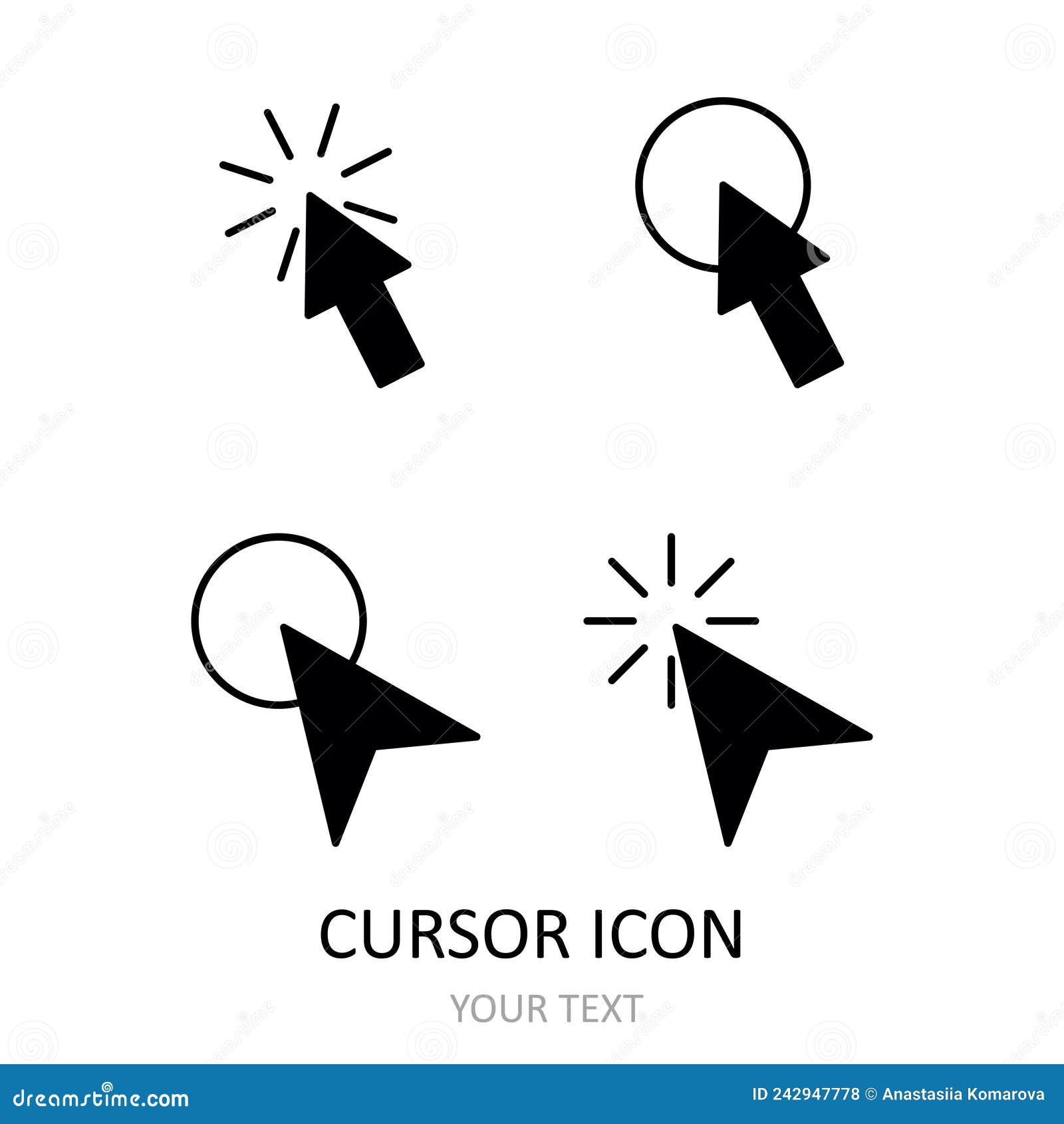 Vector Illustration with Cursor Icons. Outline Drawing Stock Vector ...
