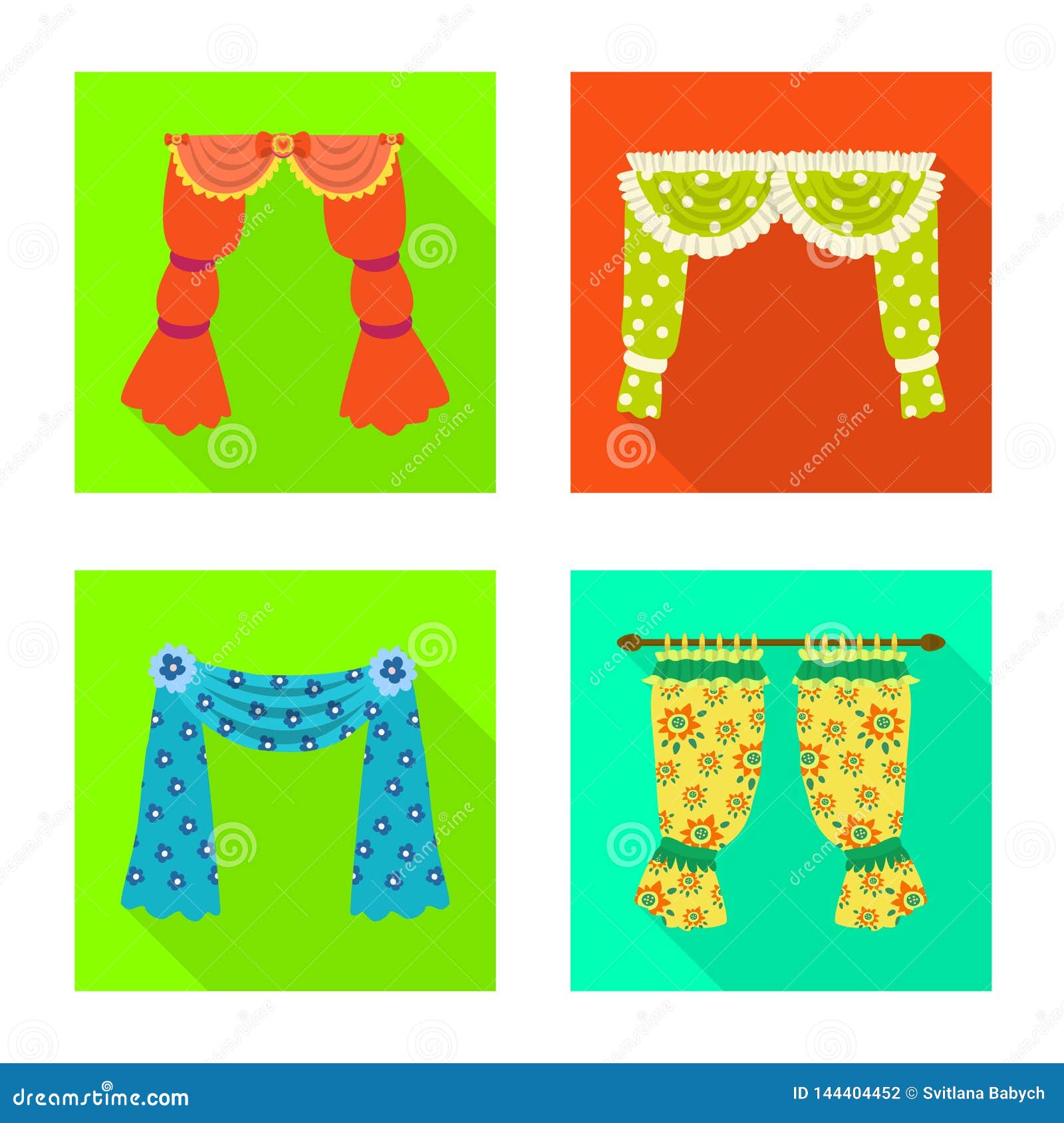 Vector Illustration of Curtains and Drapes Logo. Collection of Curtains ...