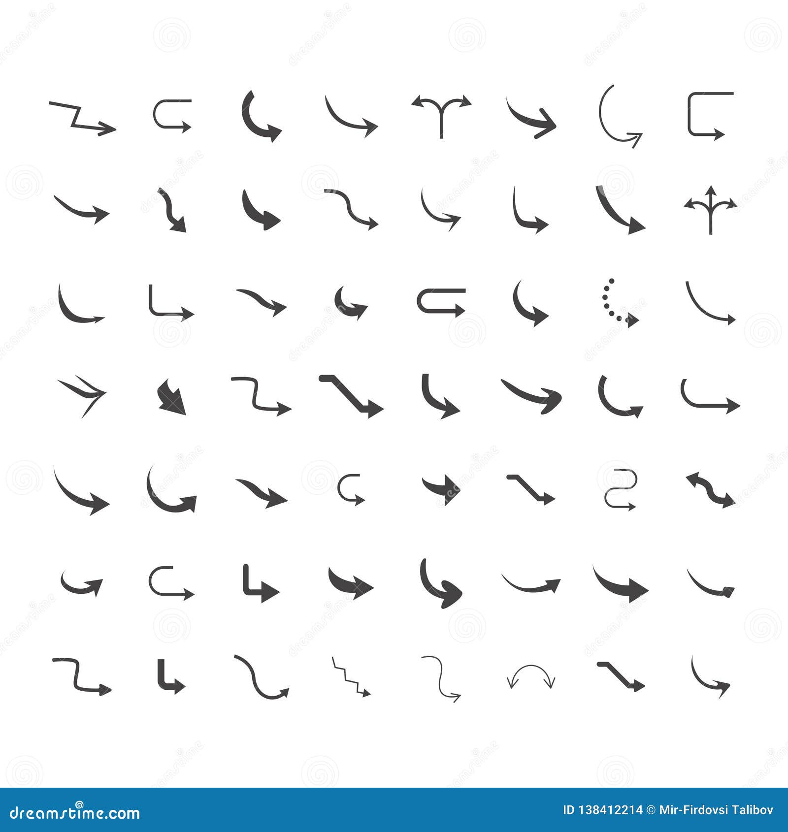 Vector Illustration of Curved Arrow Icons. 56 Curved Arrow Icons Set ...