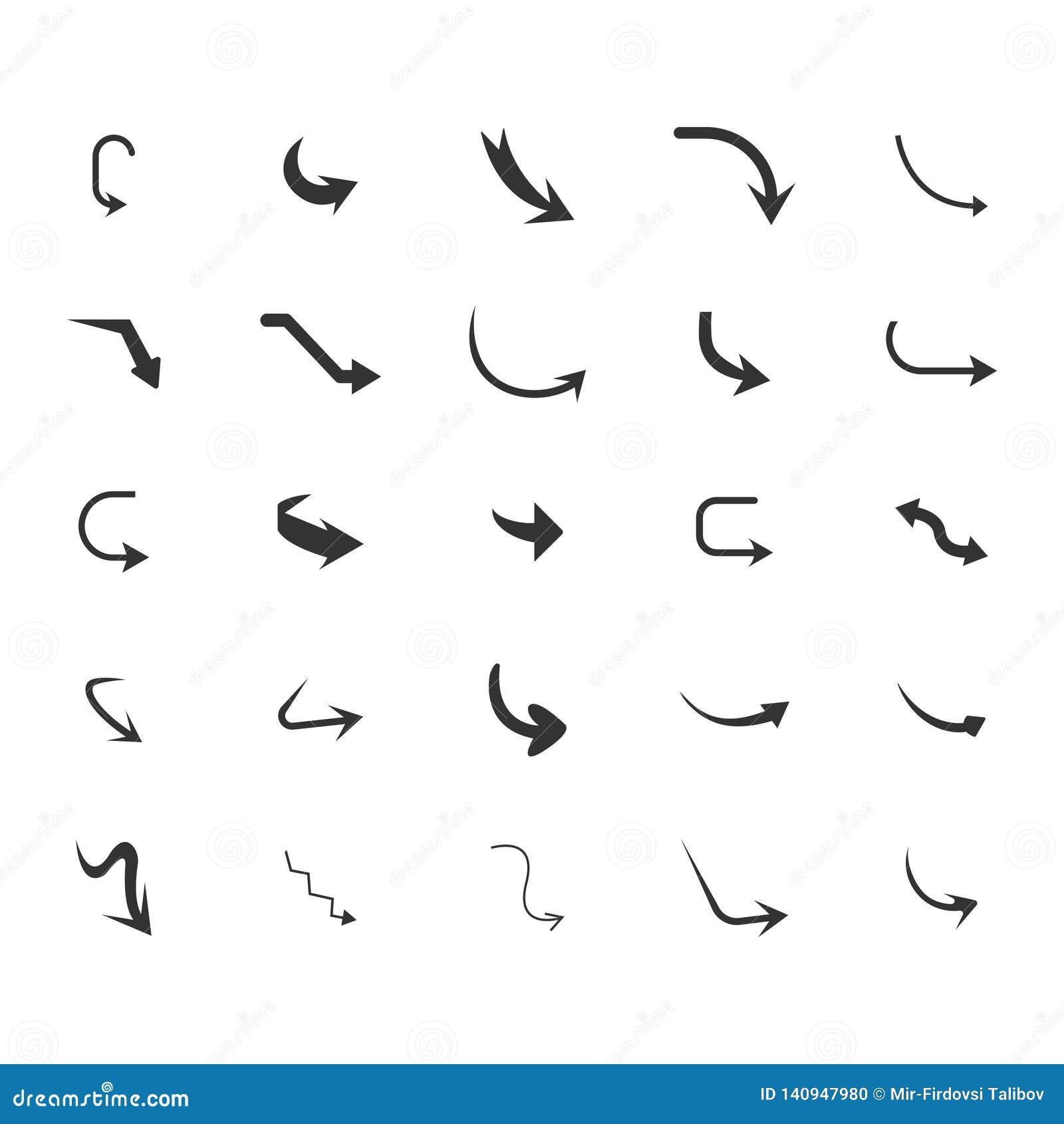 Vector Illustration of Curved Arrow Icons. 25 Curved Arrow Icons Set ...