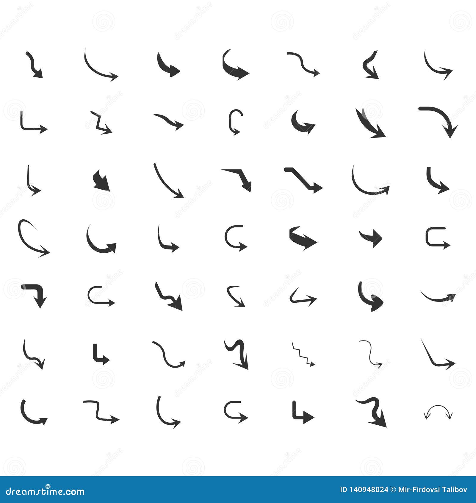 Vector Illustration of Curved Arrow Icons. 49 Curved Arrow Icons Set ...