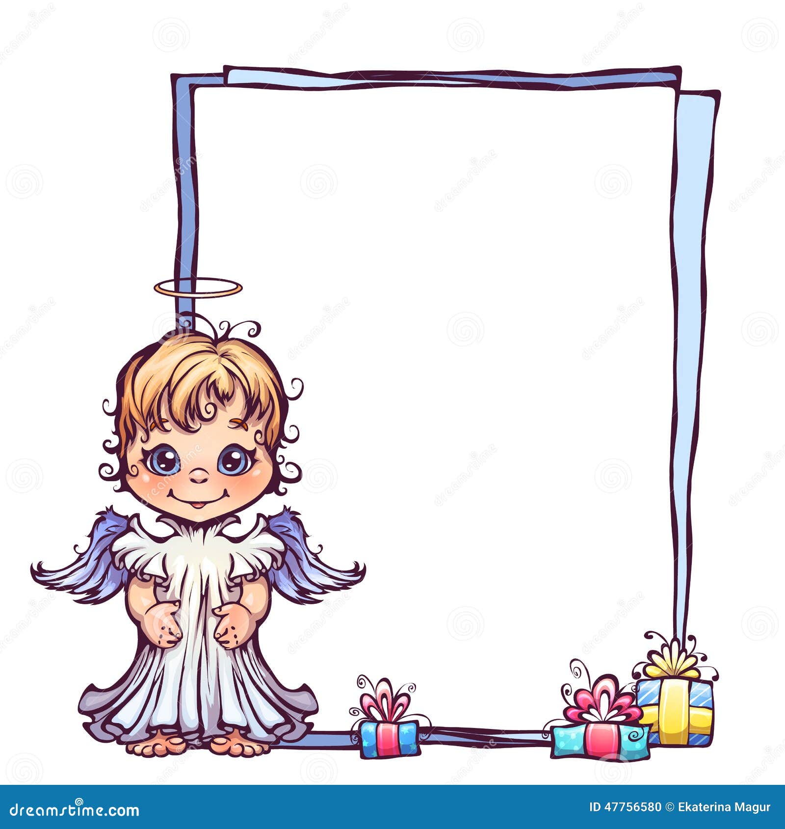 Vector Illustration of Cute Angel with Frame Stock Vector ...