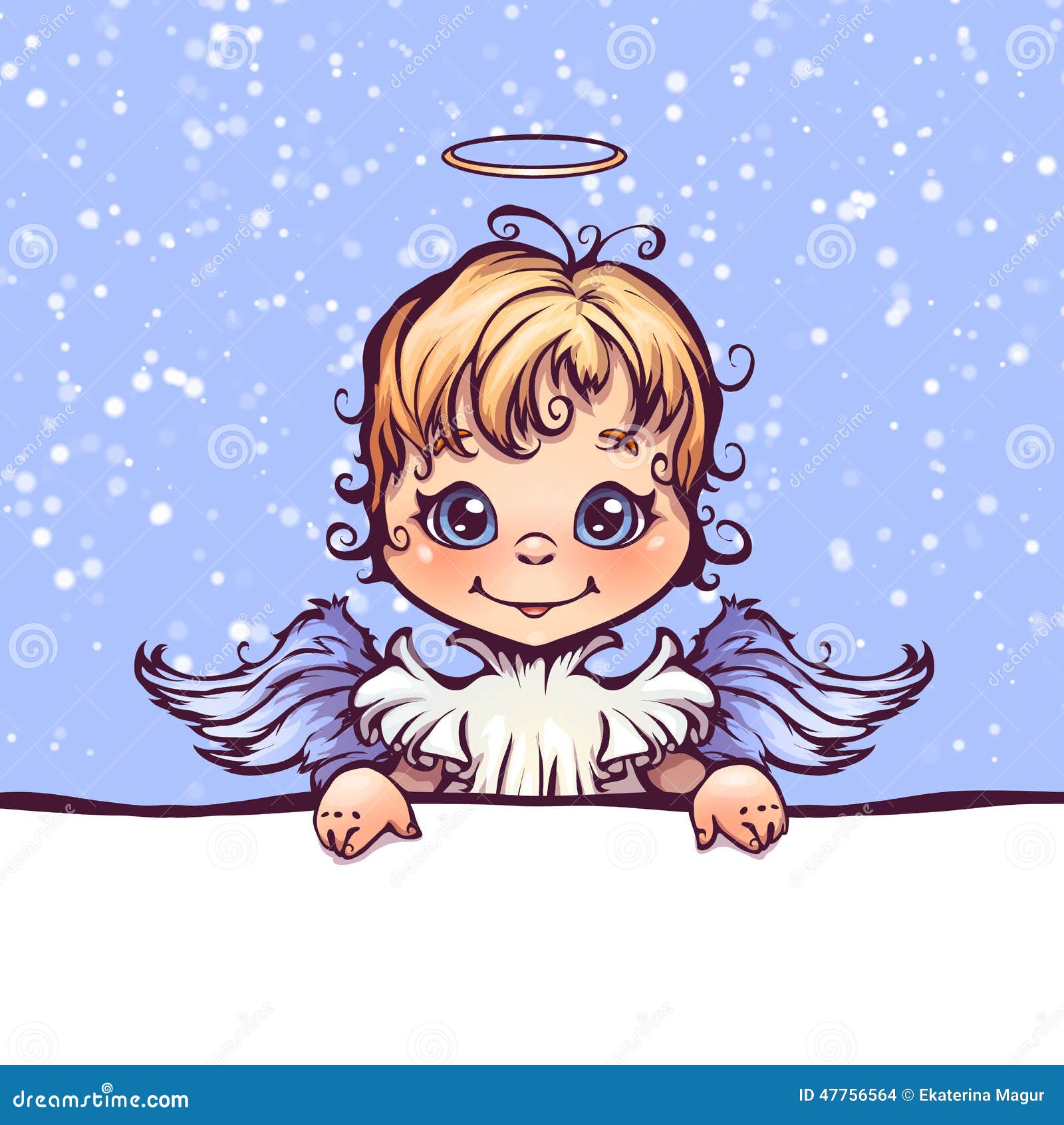 Vector Illustration of Cute Angel with Panel for Stock Vector ...