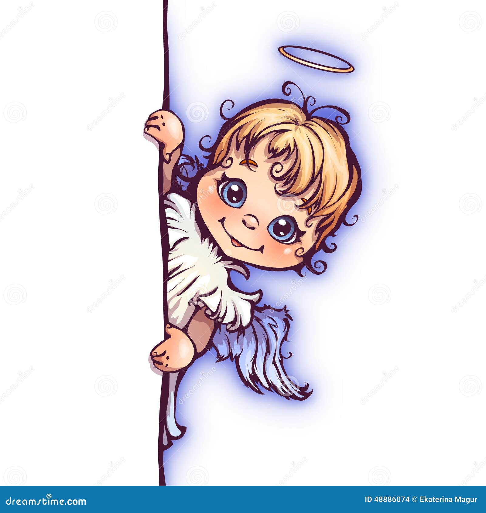 Vector Illustration of Cute Angel with Panel for Stock Vector ...