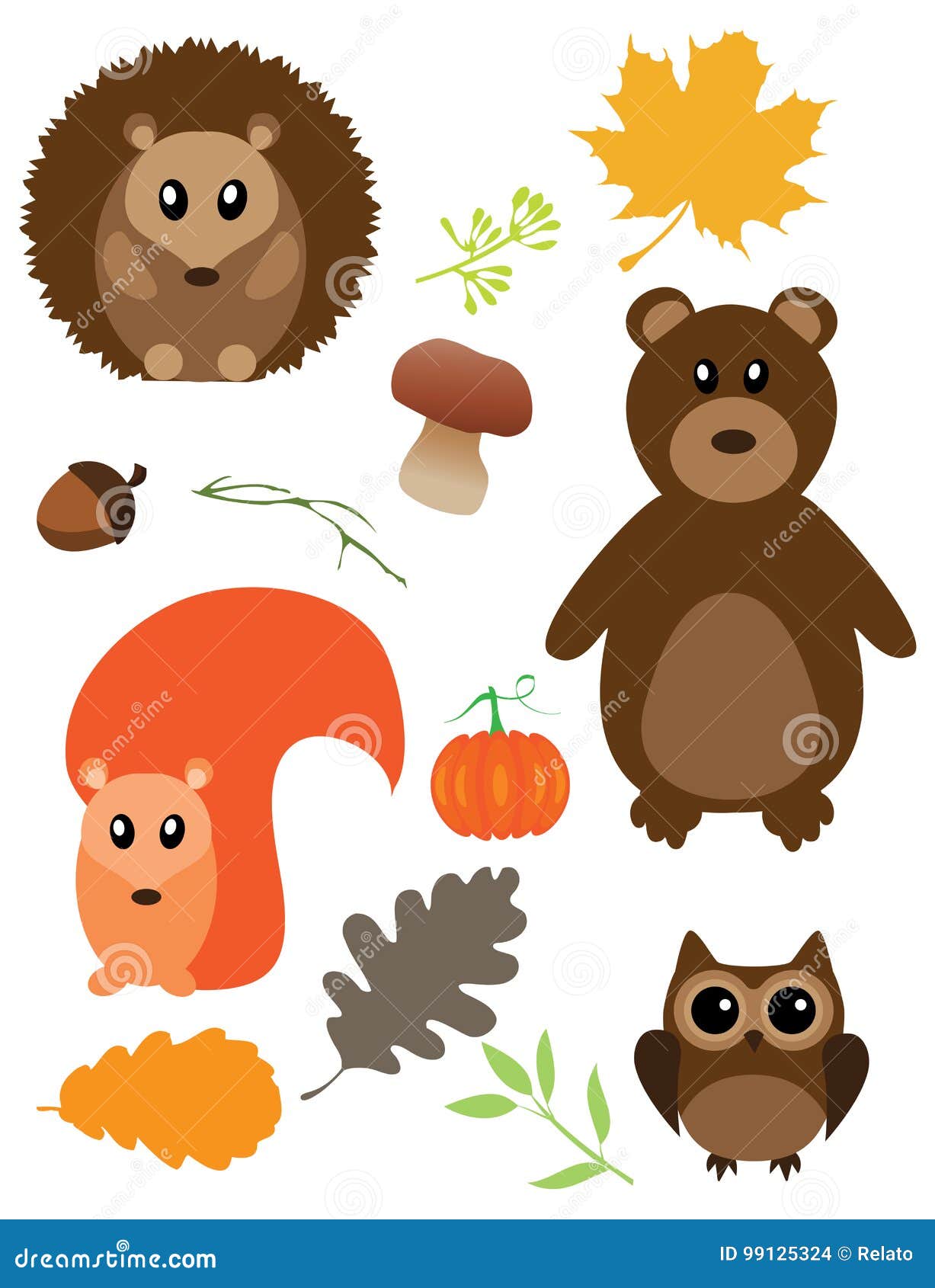 Vector Fall Animals stock vector. Illustration of bird - 99125324