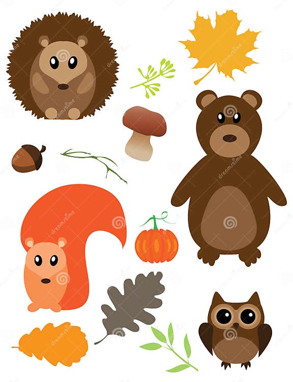 Vector Fall Animals stock vector. Illustration of bird - 99125324