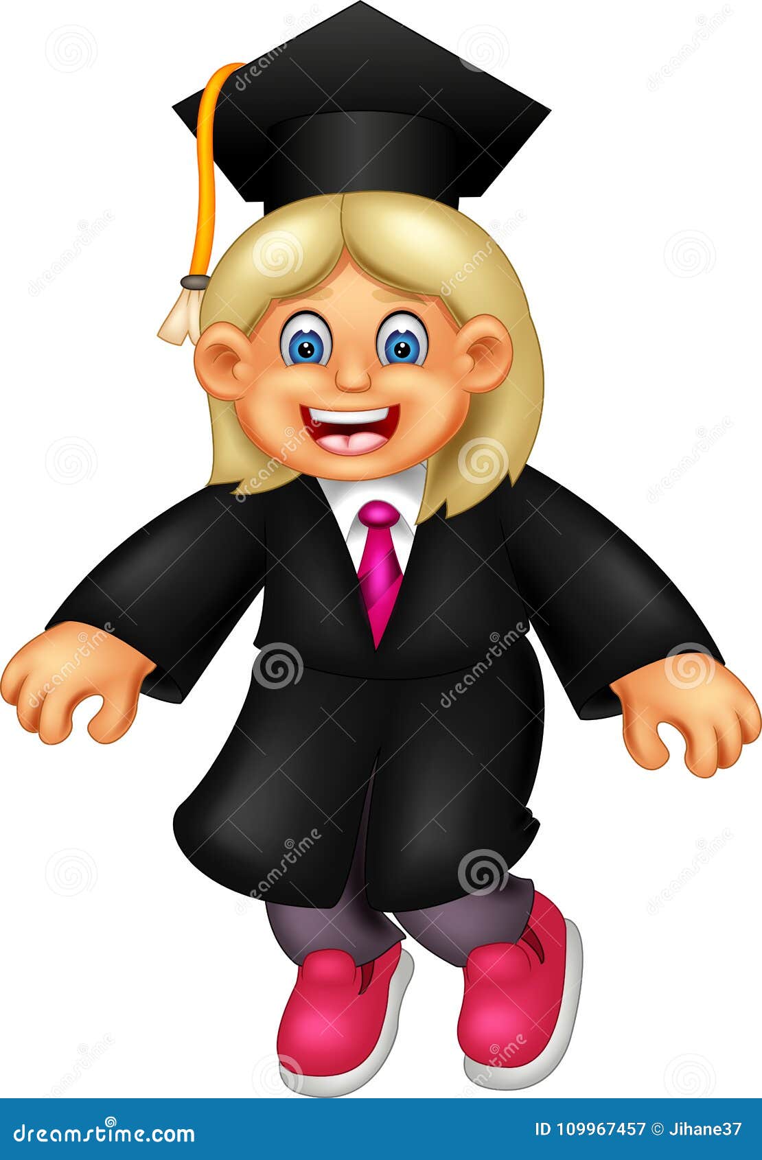 Cute Bachelor Cartoon Standing with Smile and Waving Stock Illustration ...