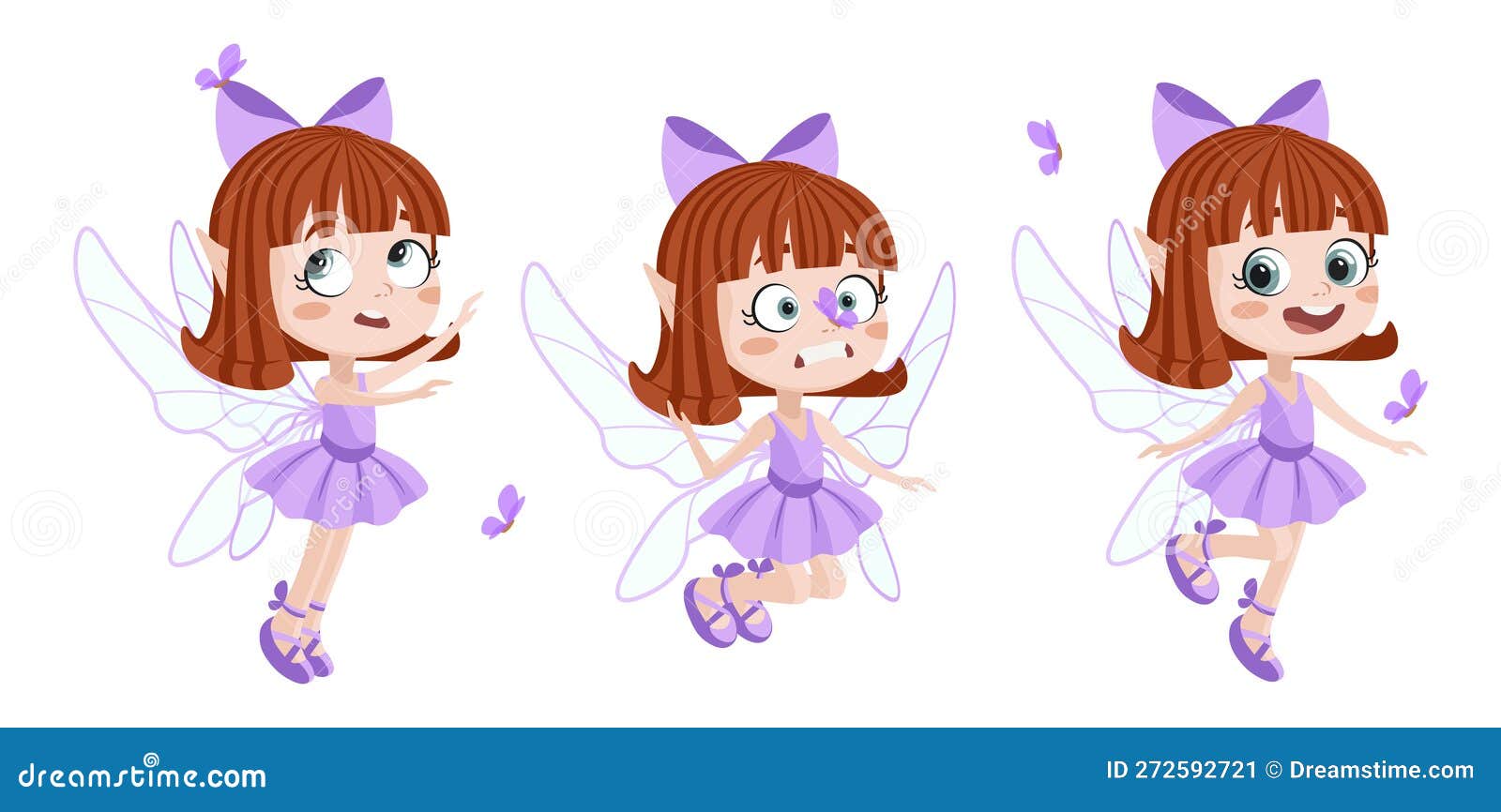 Vector Illustration of Cute and Beautiful Fairies on White Background ...