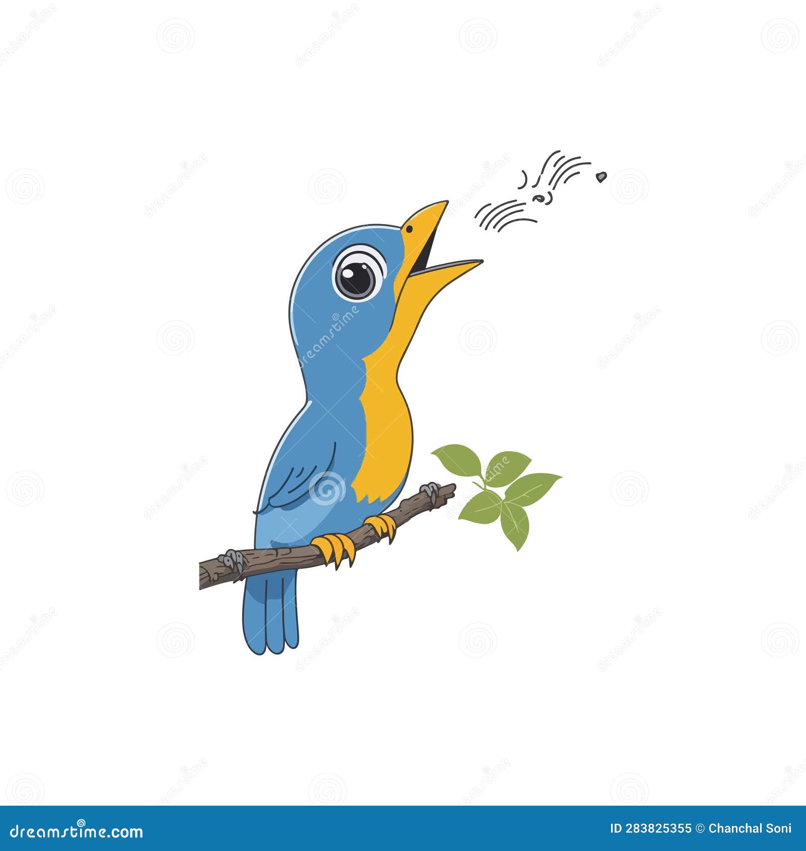 Vector Illustration of Cute Bird Singing Stock Illustration ...