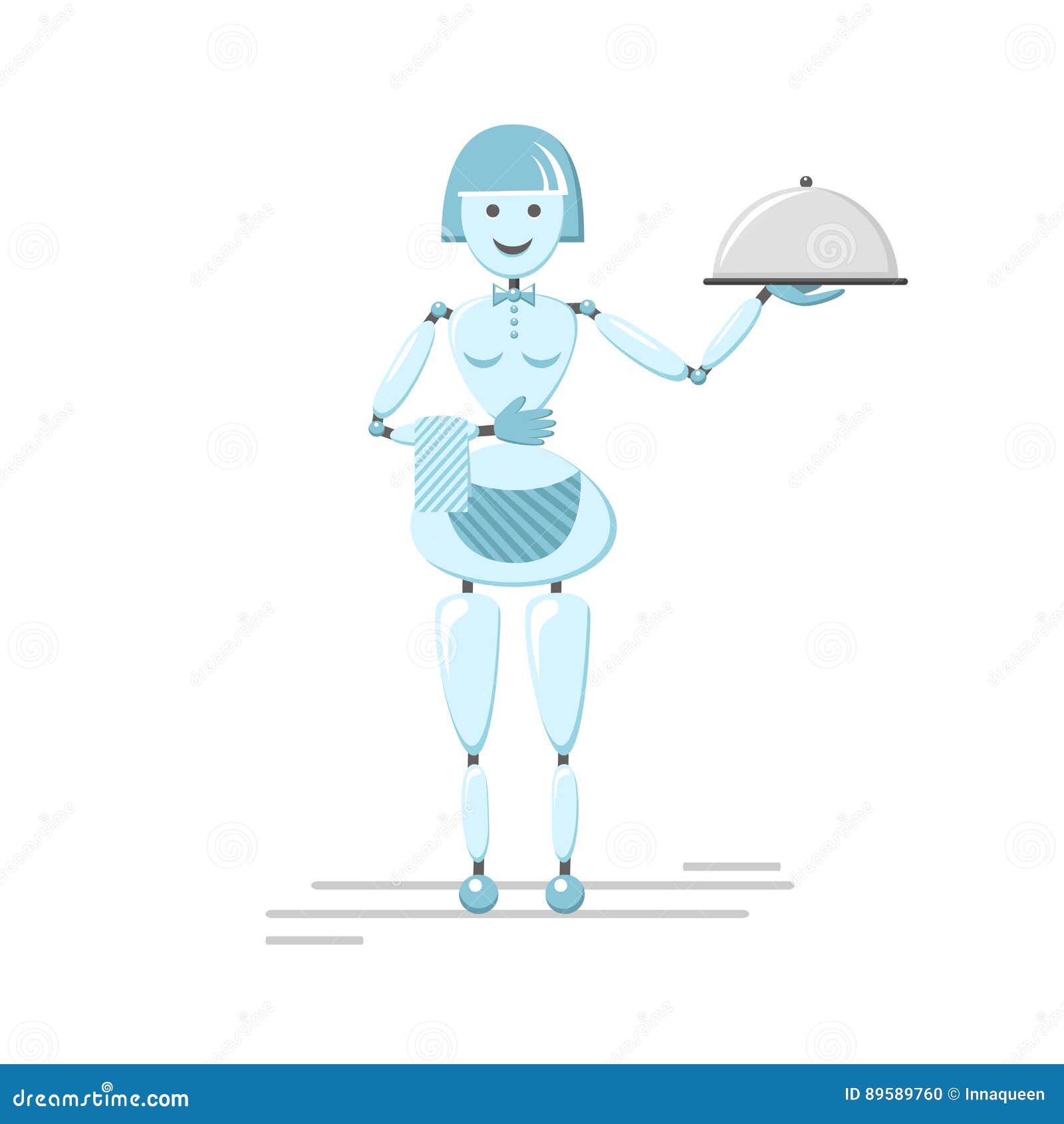 Robot Waitress In 50's Retro Diner Serving A Hamburger And Fries Stock ...