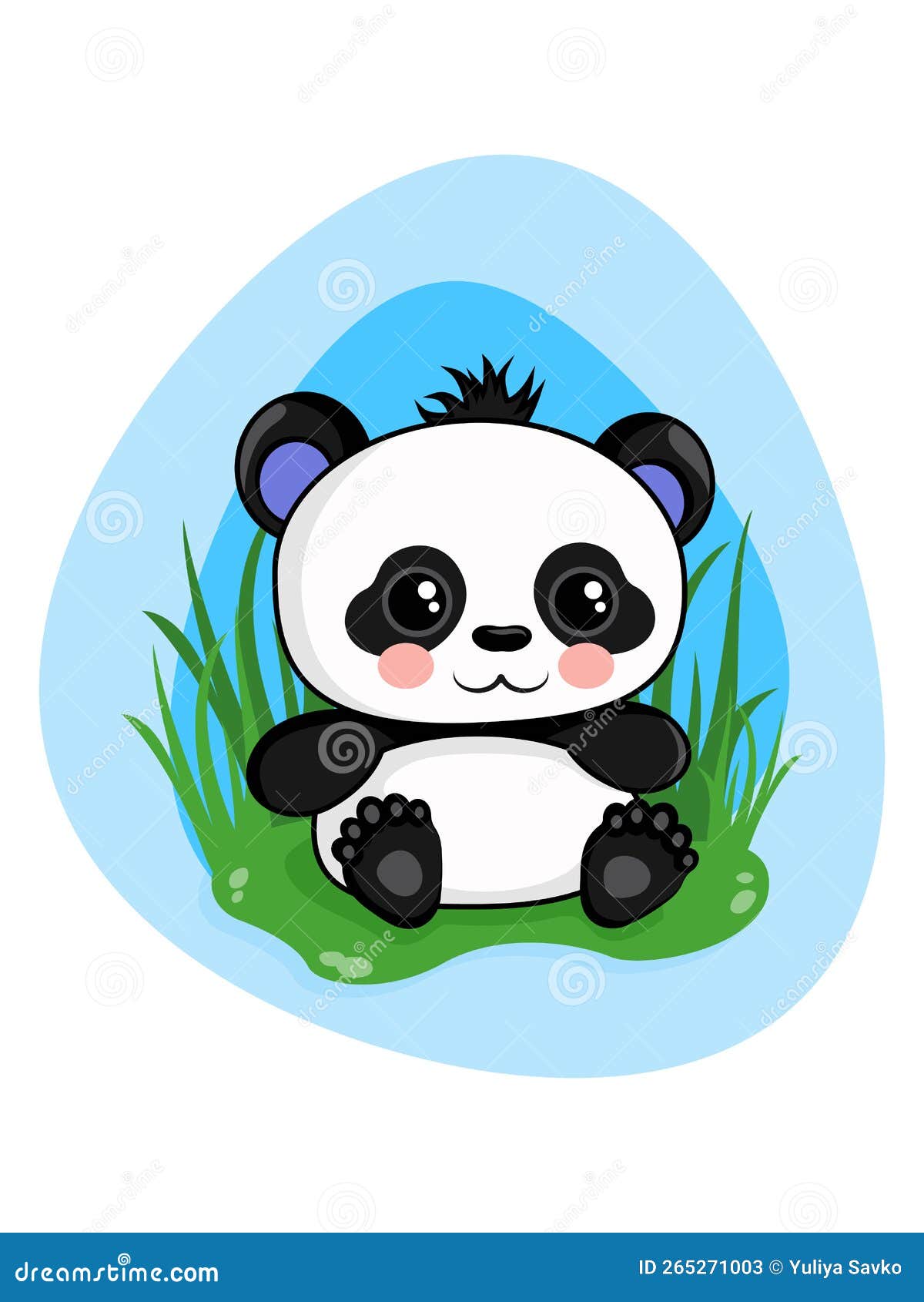 Vector Illustration with Cute Cartoon Baby Panda. Stock Vector ...