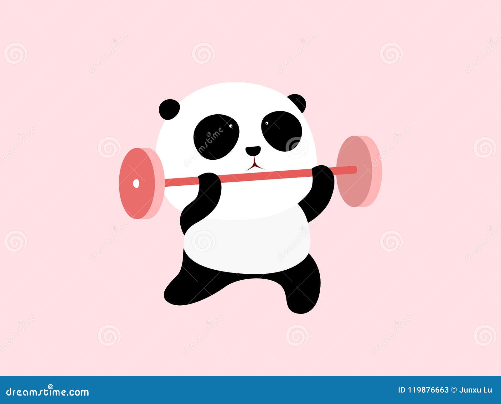 Vector Illustration: a Cute Cartoon Giant Panda is Doing Weight Lifting ...