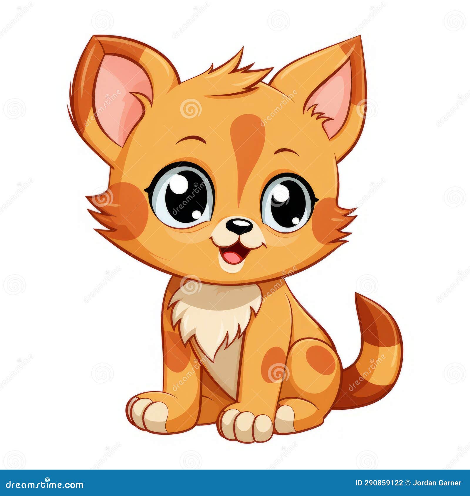 Vector Illustration of Cute Cartoon Kitten Vector Illustration Stock ...