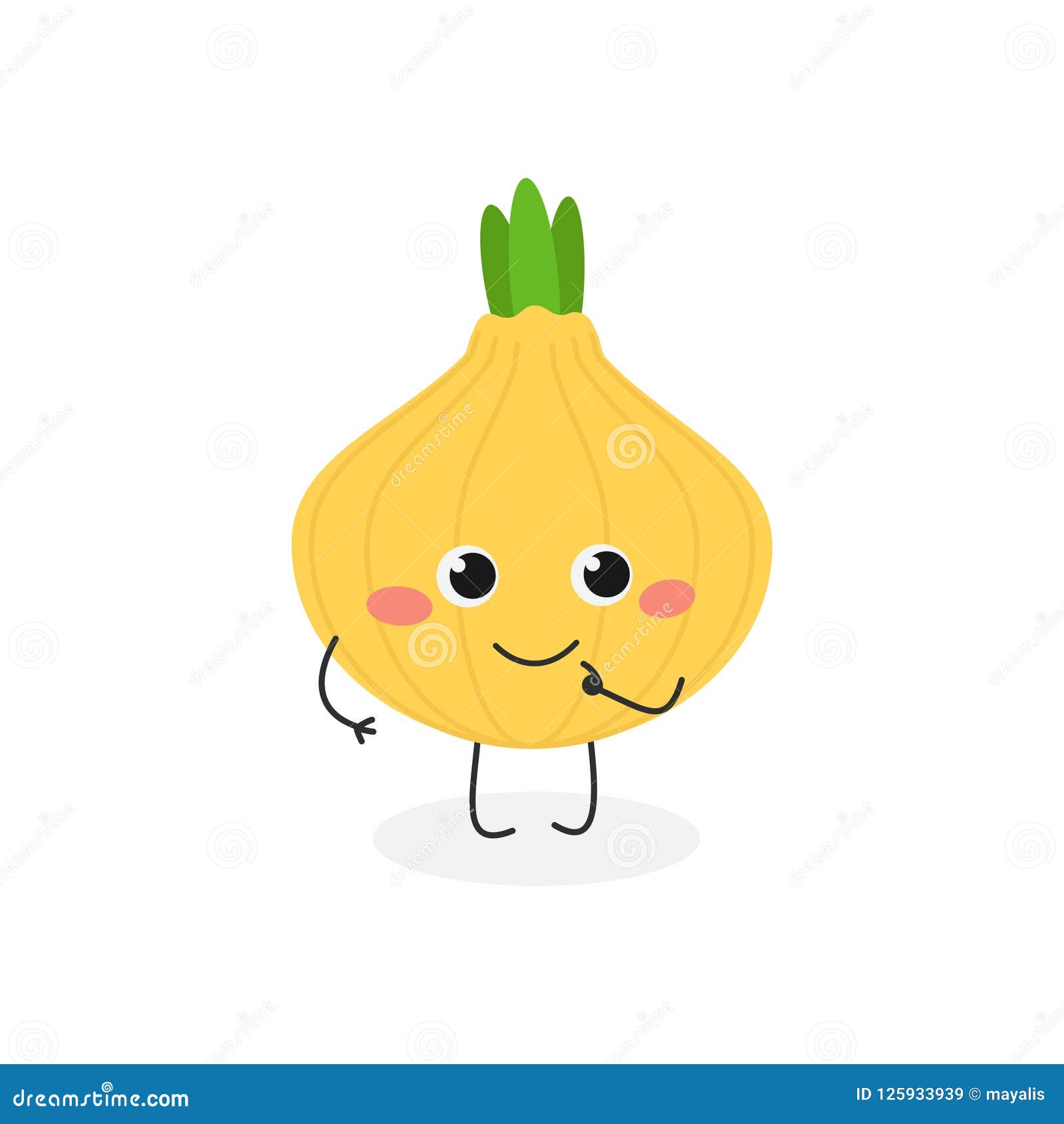 Vector Illustration of Cute Cartoon Onion Isolated on White Background ...