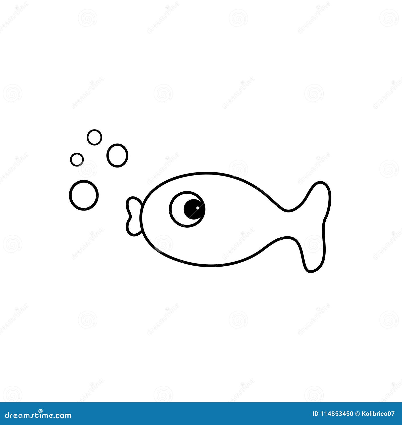 Vector Cartoon Outline Fish. Stock Vector - Illustration of character ...