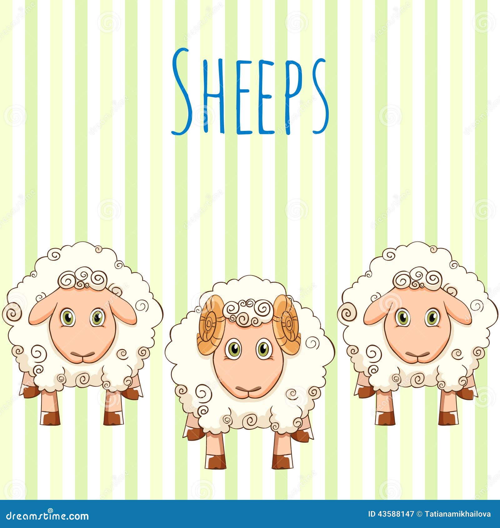 Vector Illustration Cute Cartoon Sheep Stock Vector - Illustration of ...