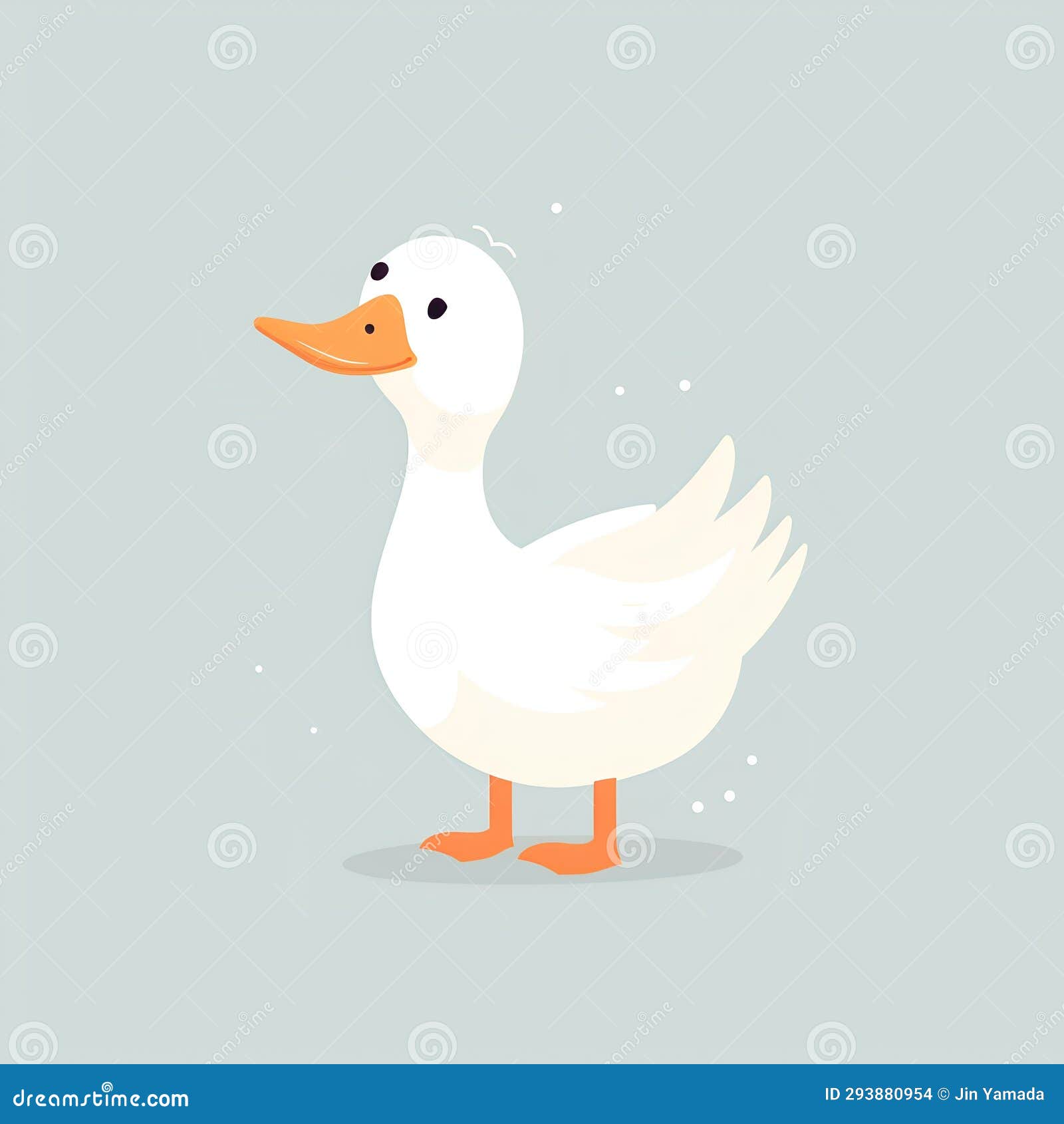 Vector Illustration of a Cute Cartoon White Duck on a Blue Background ...