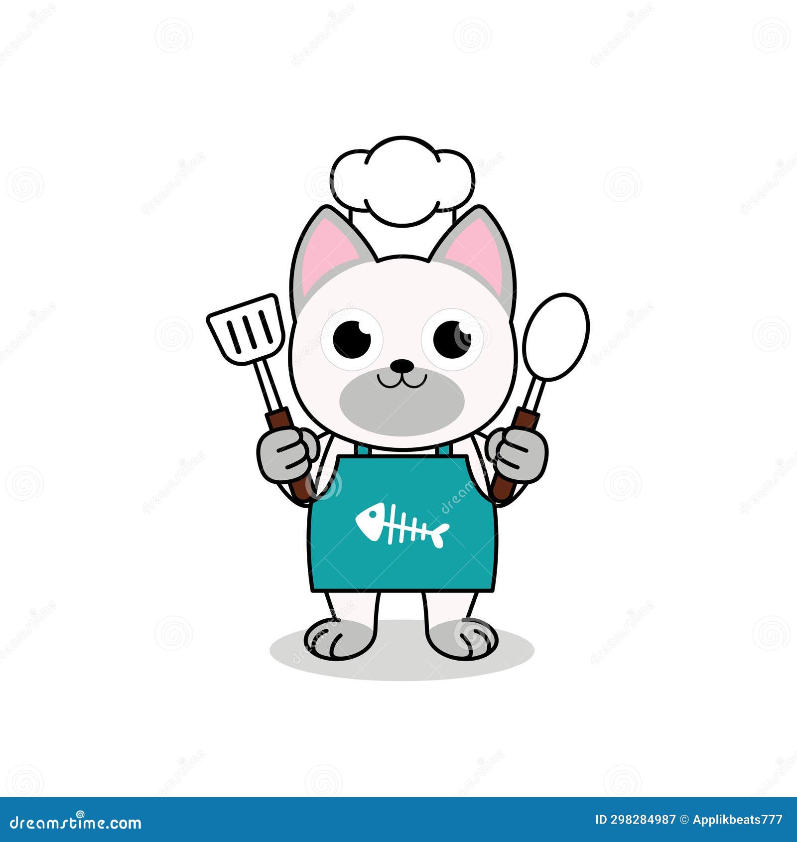 Vector Illustration of Cute Cat Chef Holding Ladles Stock Vector ...