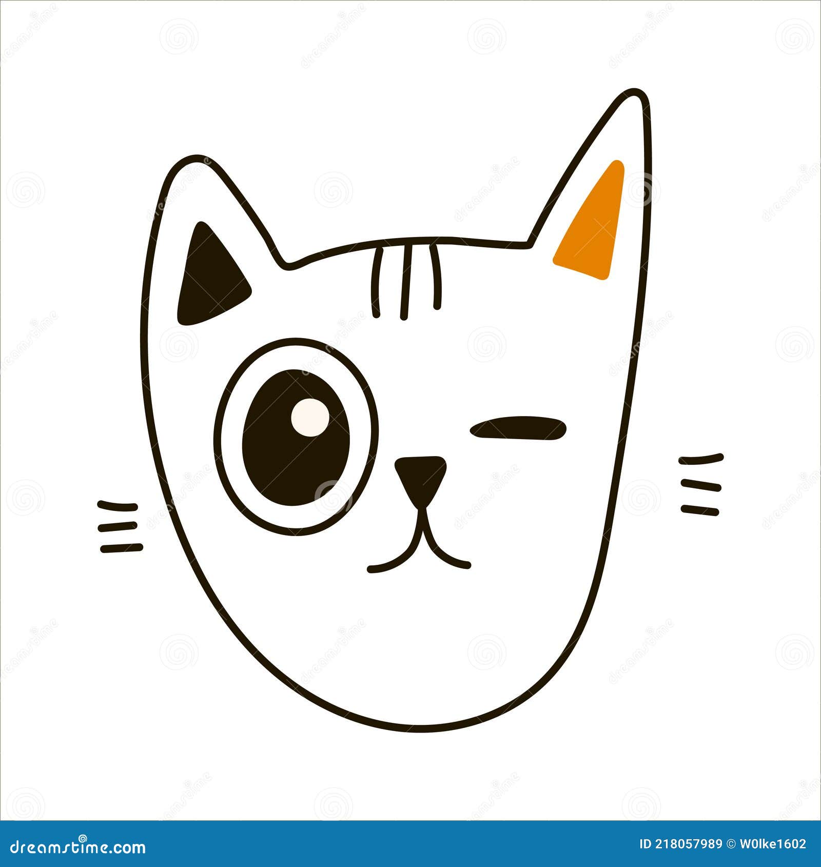 Vector Illustration of a Cute Cat Face in Doodle Style, Isolated ...