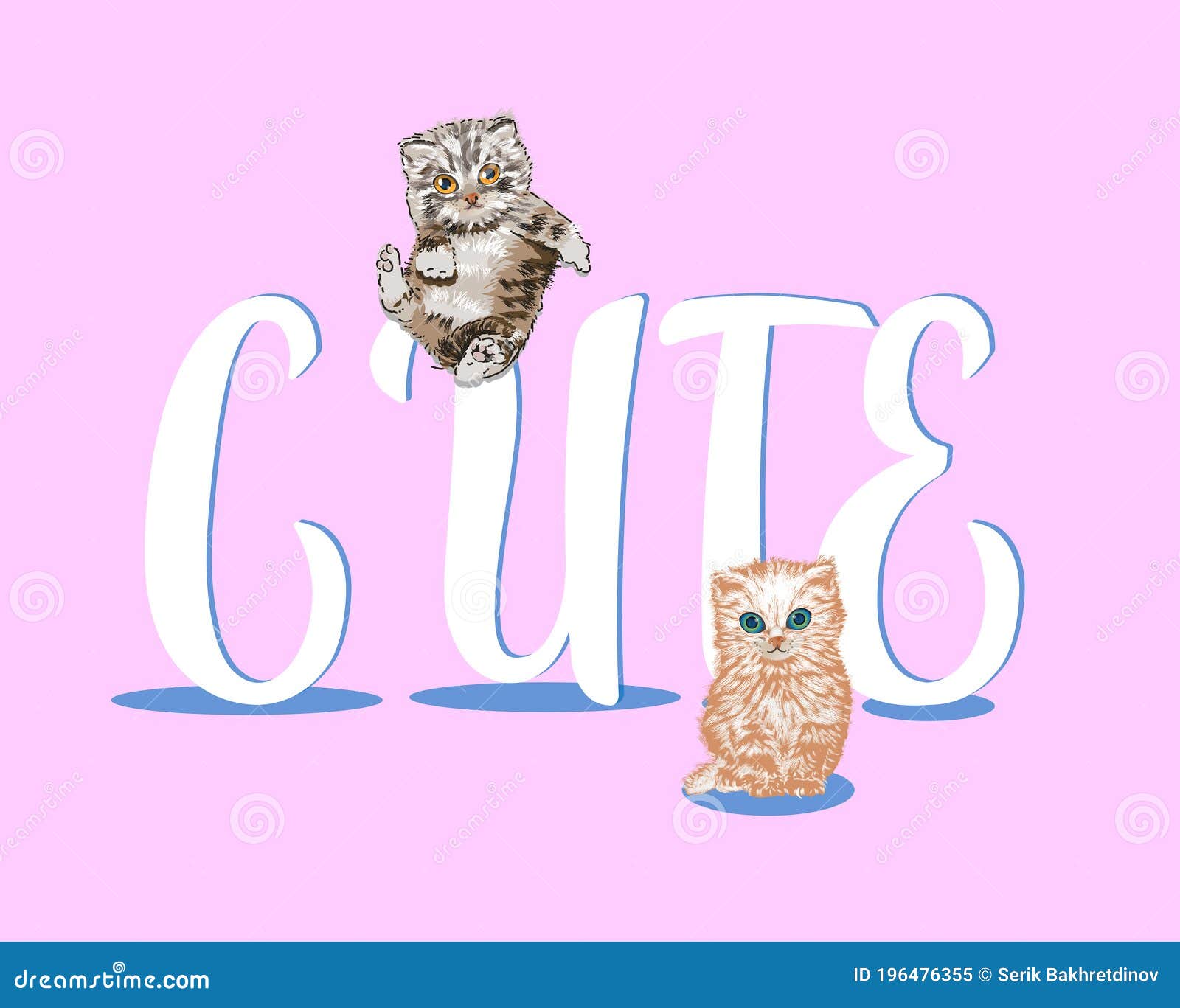 Vector Illustration with Cute Cats. Stock Vector - Illustration of ...