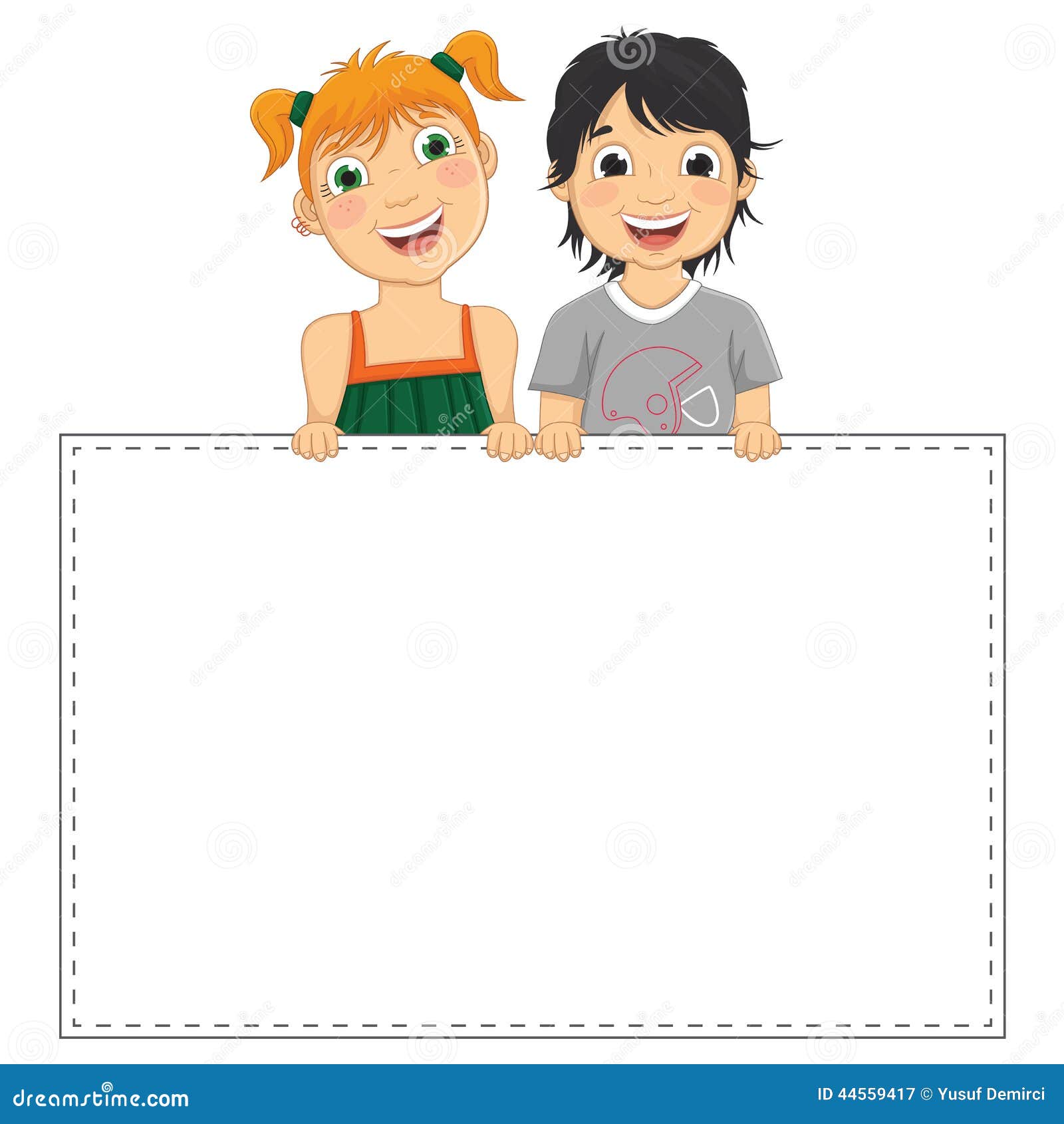 Vector Illustration Of Cute Children Holding Banne | CartoonDealer.com ... Vector Illustration Of Cute Children Holding Banne | CartoonDealer.com ...