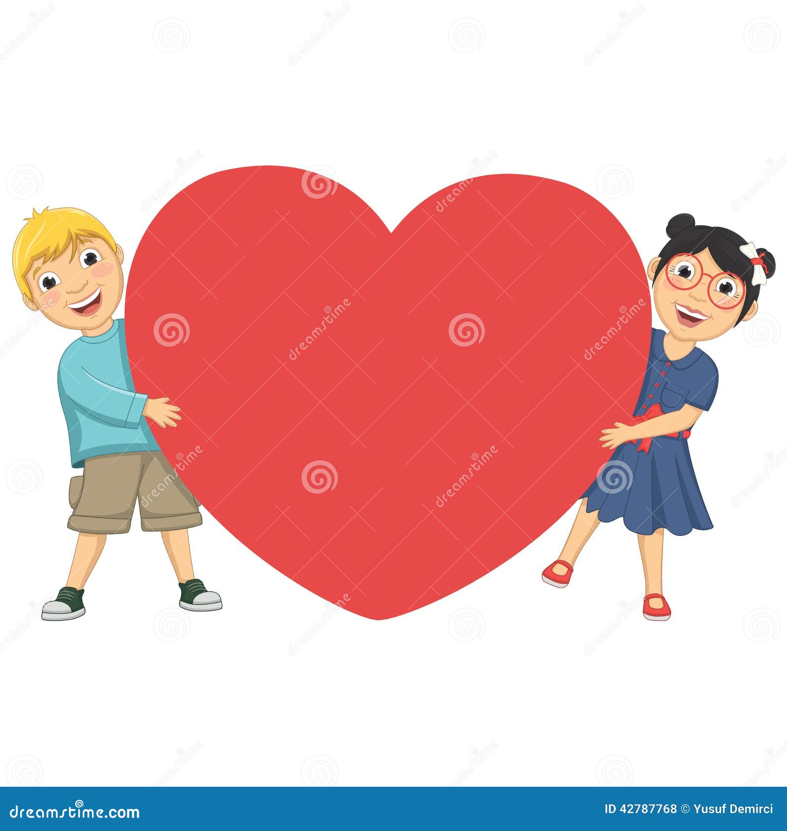 Vector Illustration of Cute Children Holding Heart Stock Vector ... Vector Illustration of Cute Children Holding Heart Stock Vector ...