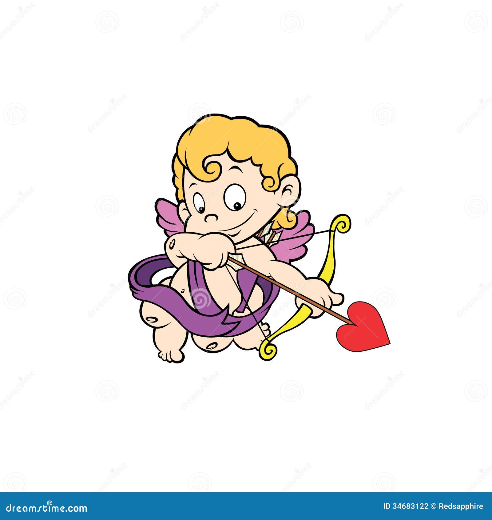 Vector Illustration of Cute Cupid Ready To Shoot His Arrow Stock Vector ...