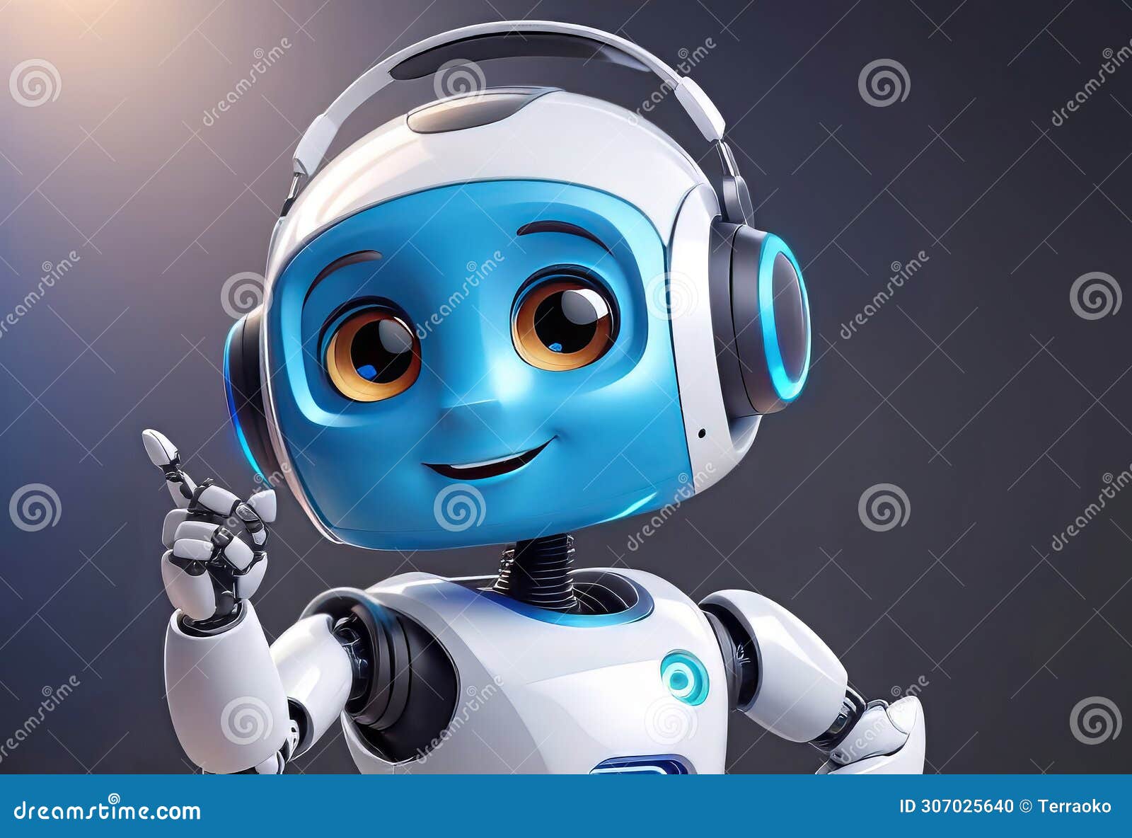 Vector Illustration, Cute Customer Service Robot Poster with Copy Space ...