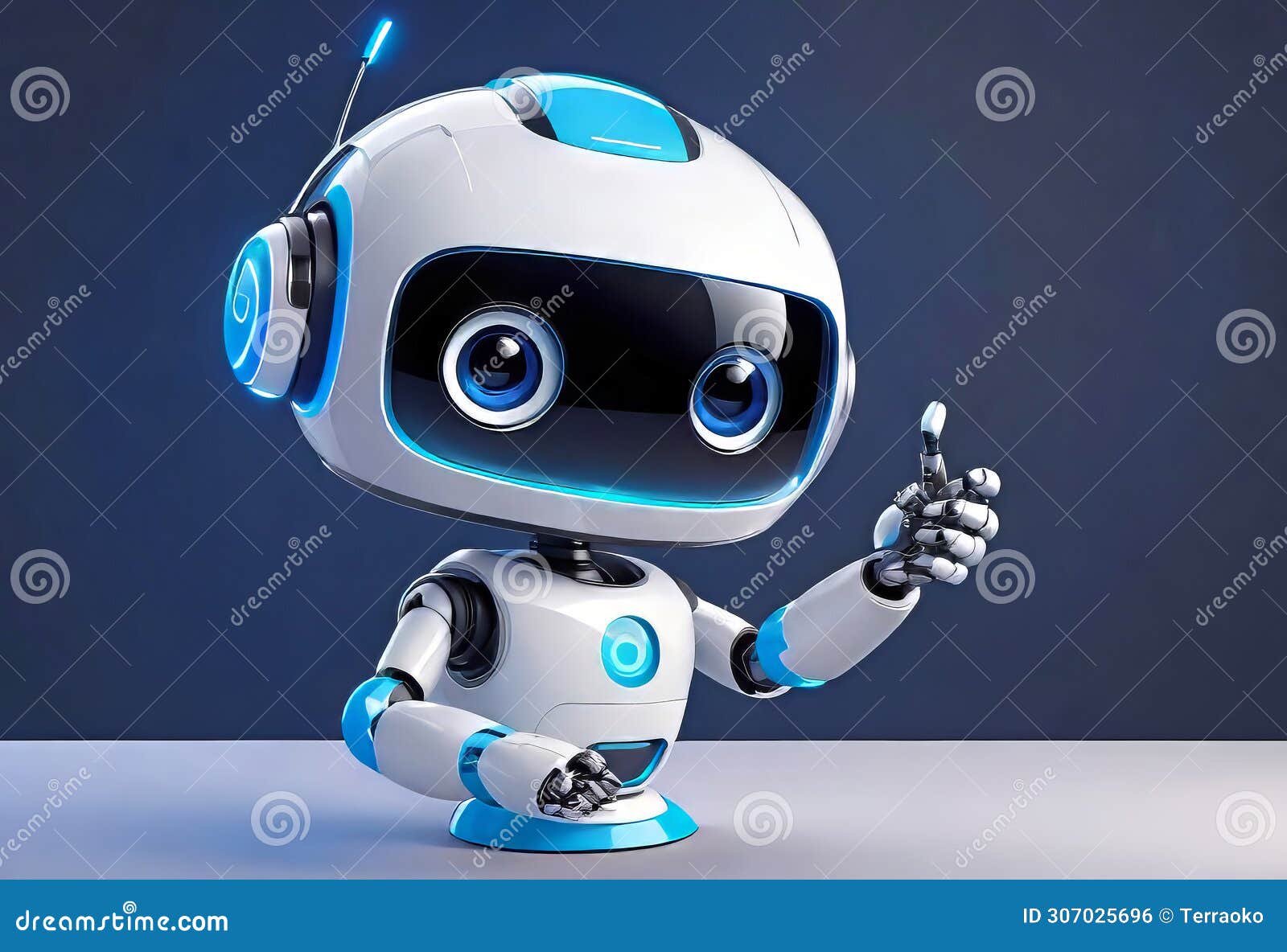 Vector Illustration, Cute Customer Service Robot Poster with Copy Space ...