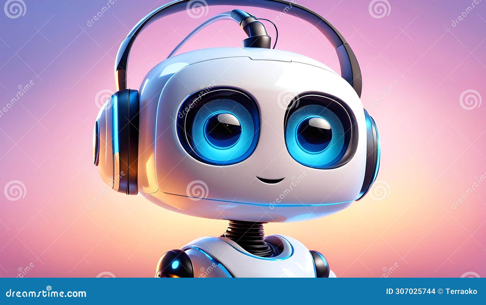Vector Illustration, Cute Customer Service Robot Poster with Copy Space ...