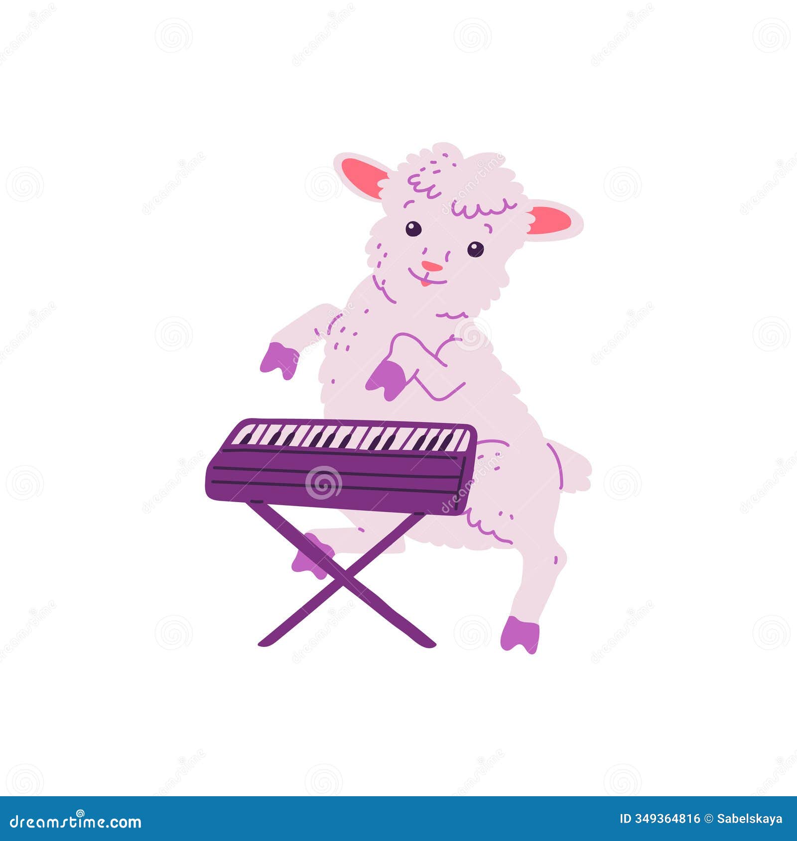 Vector Illustration of a Cute Dancing Lamb Playing the Piano. Stock ...