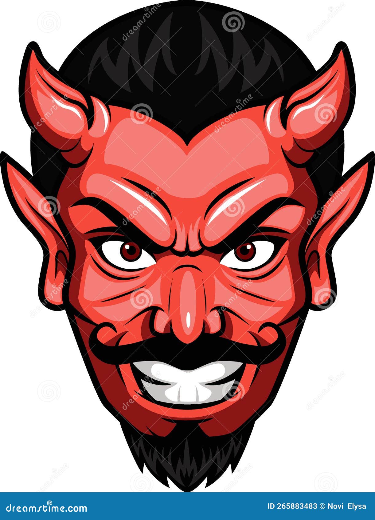 Cute Devil Head Cartoon Mascot Stock Vector - Illustration of monster ...
