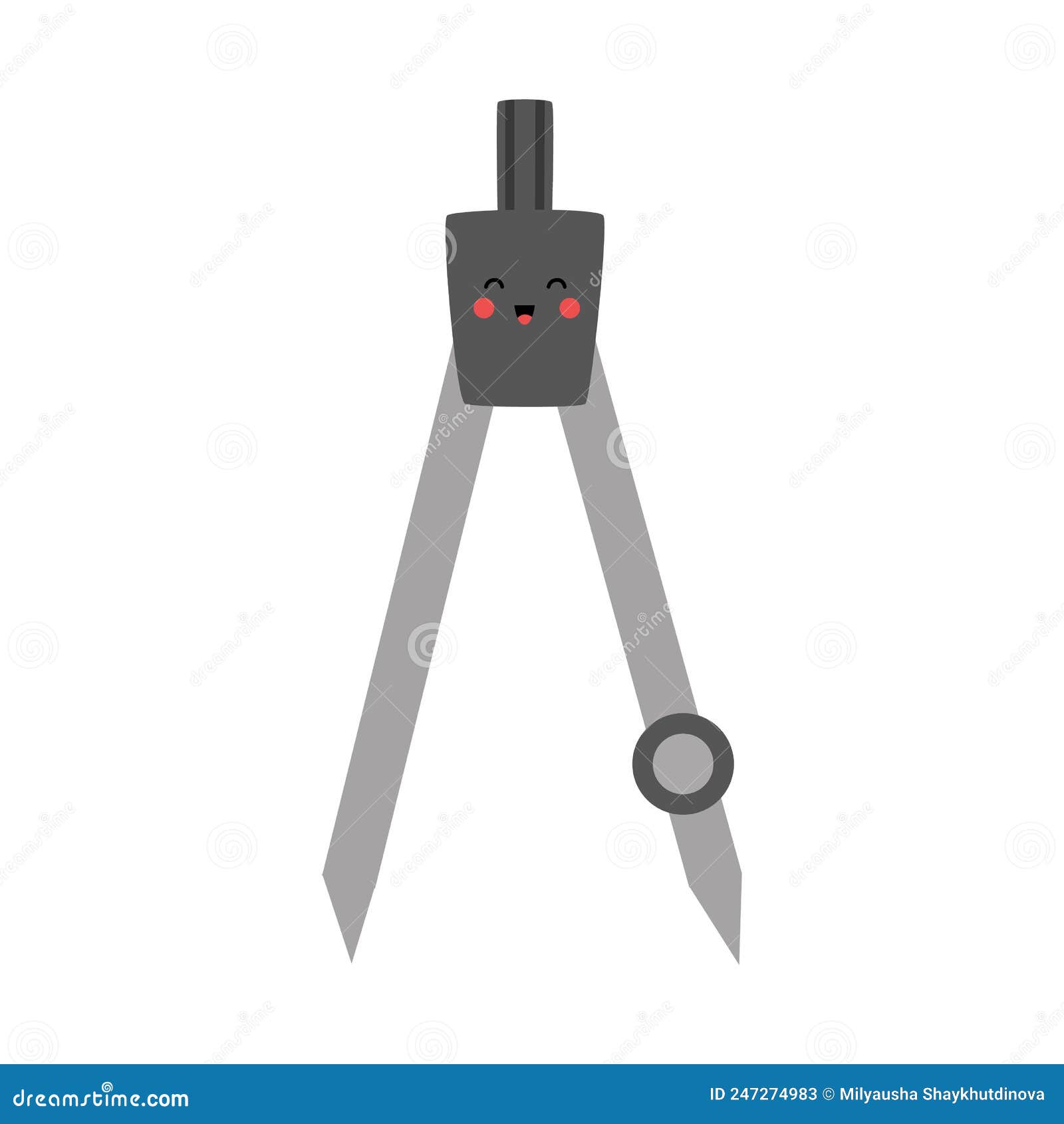 Vector Illustration of Cute Drawing Compass on White Background. Stock ...