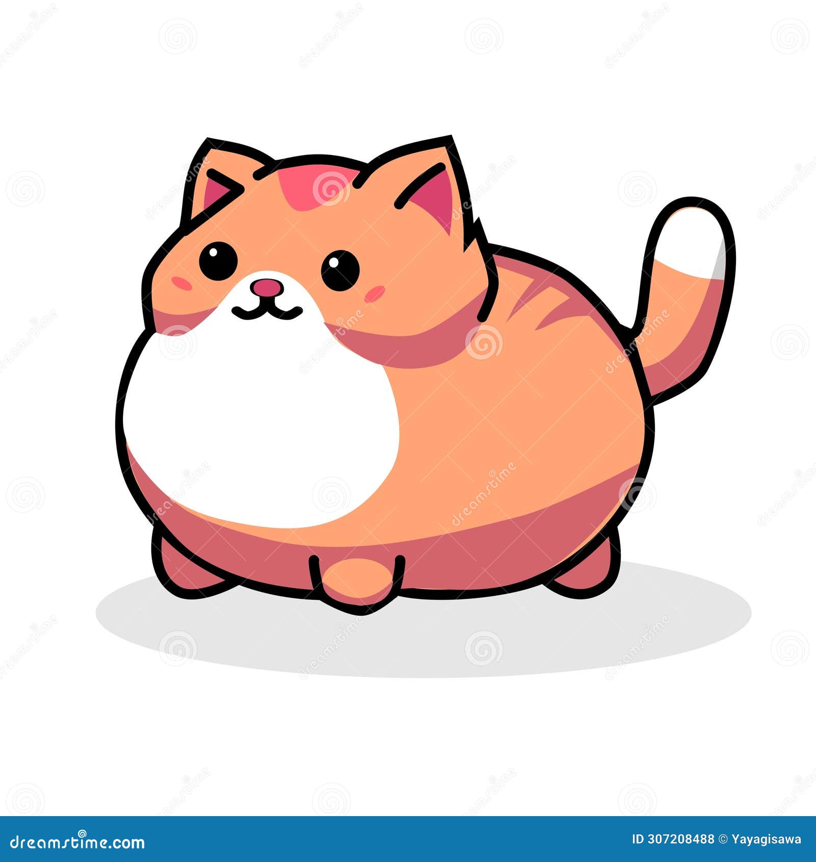 Vector Illustration of a Cute Fat Cat in Cartoon Style Stock Vector ...