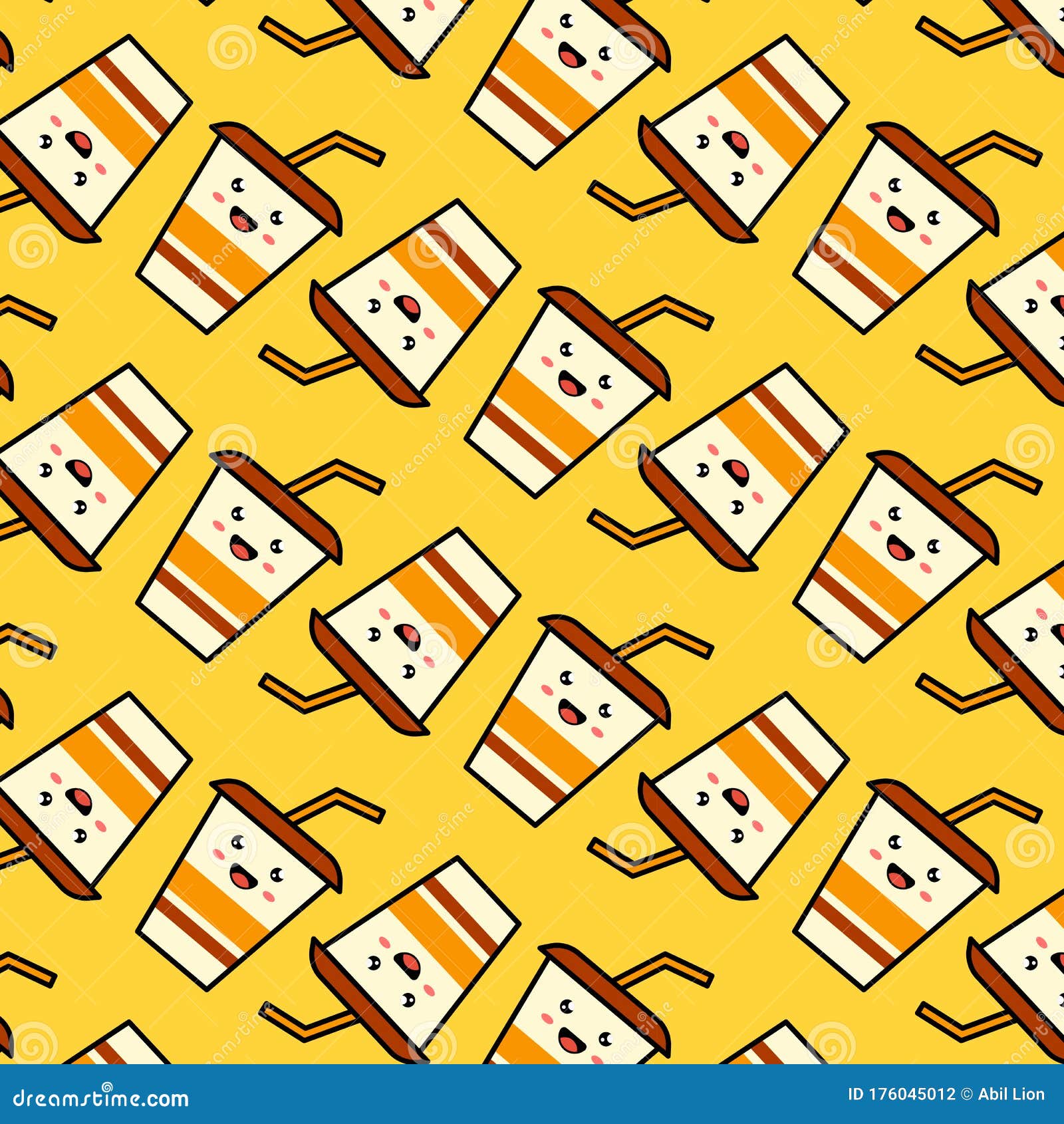 Vector Illustration Cute Flat Design Glass Cup Pattern Stock Vector ...