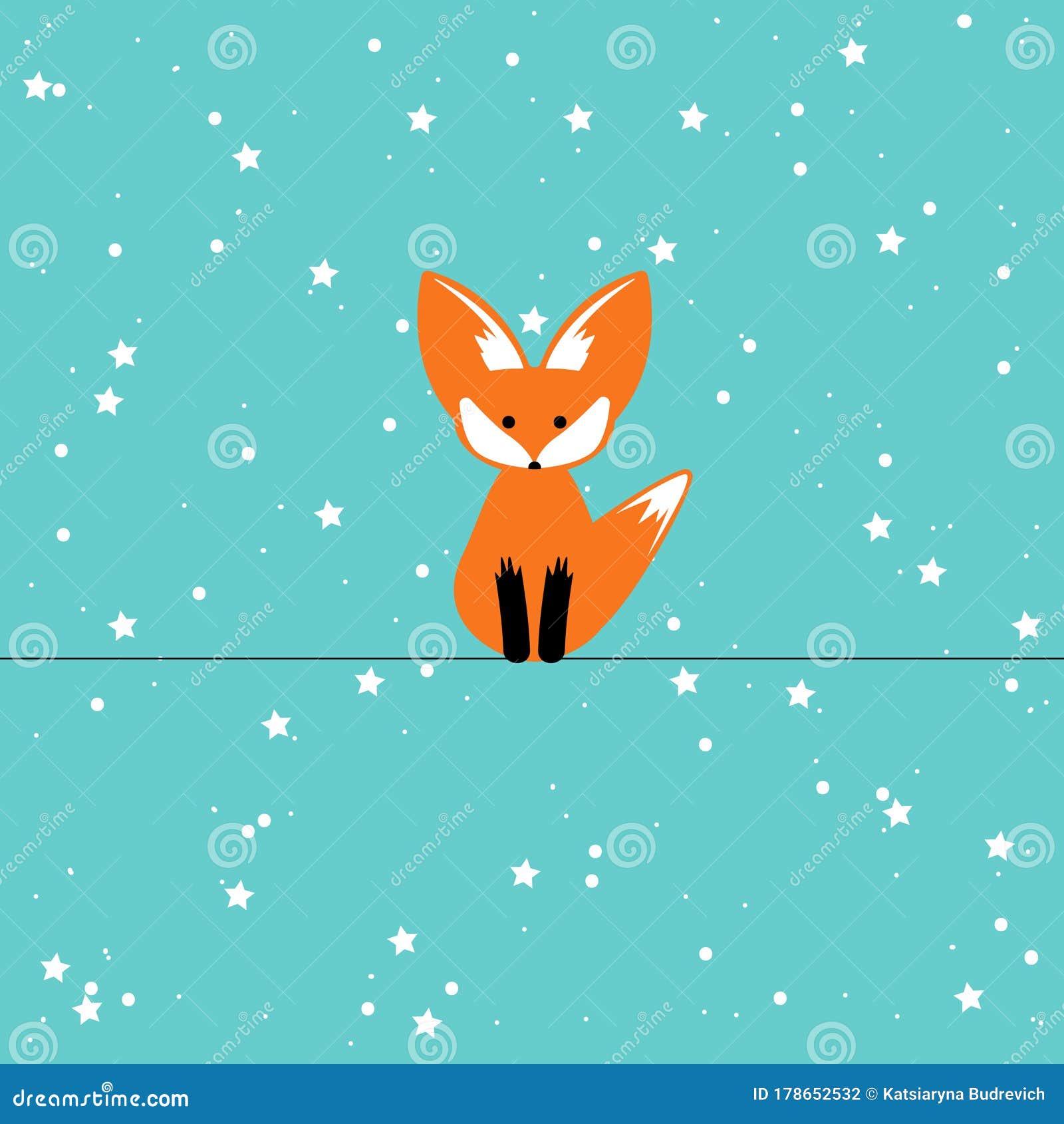 Vector Illustration of Cute Fox. Cartoon Style Stock Vector ...