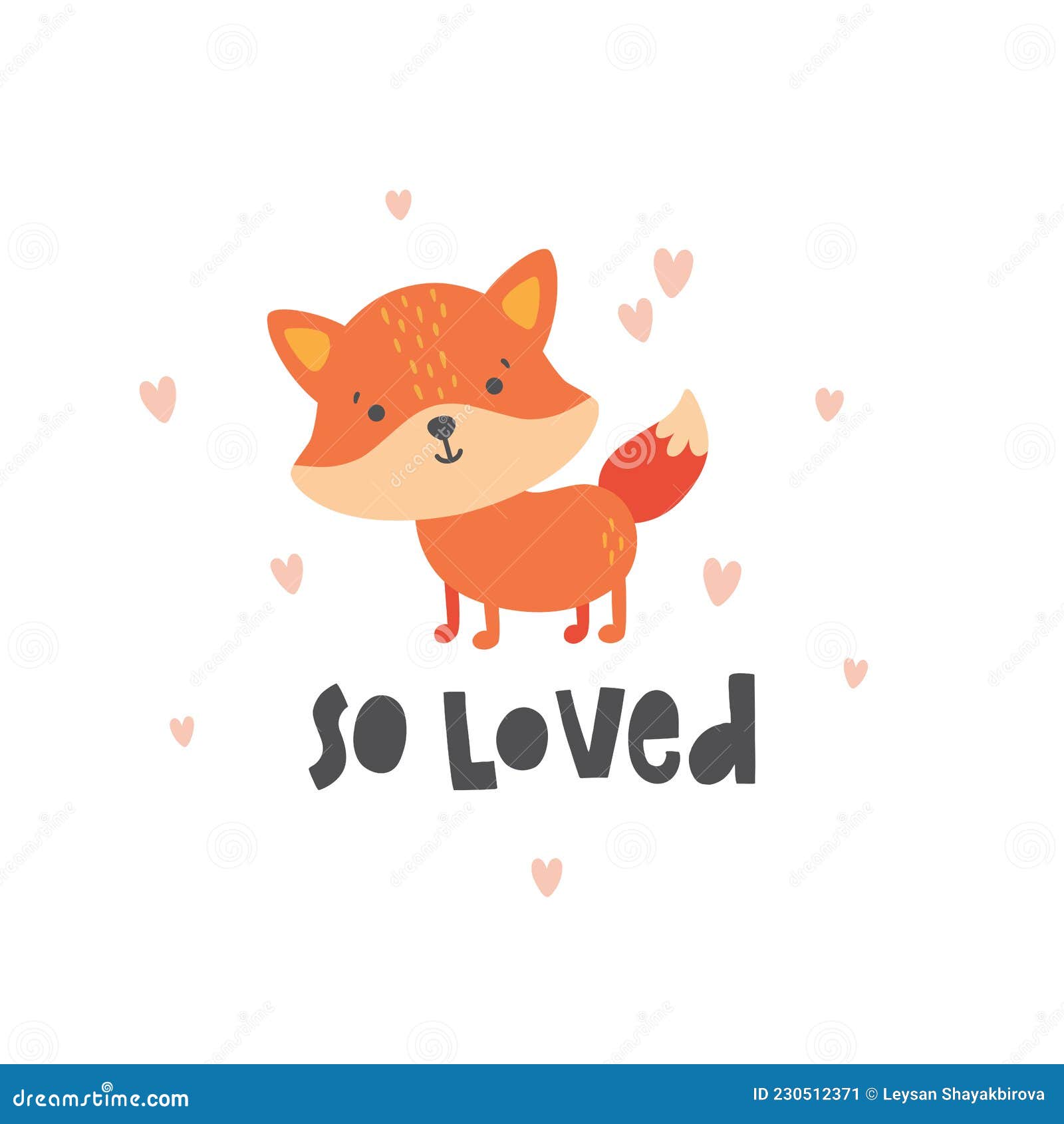 Vector Illustration of Cute Fox and Text Stock Vector - Illustration of ...