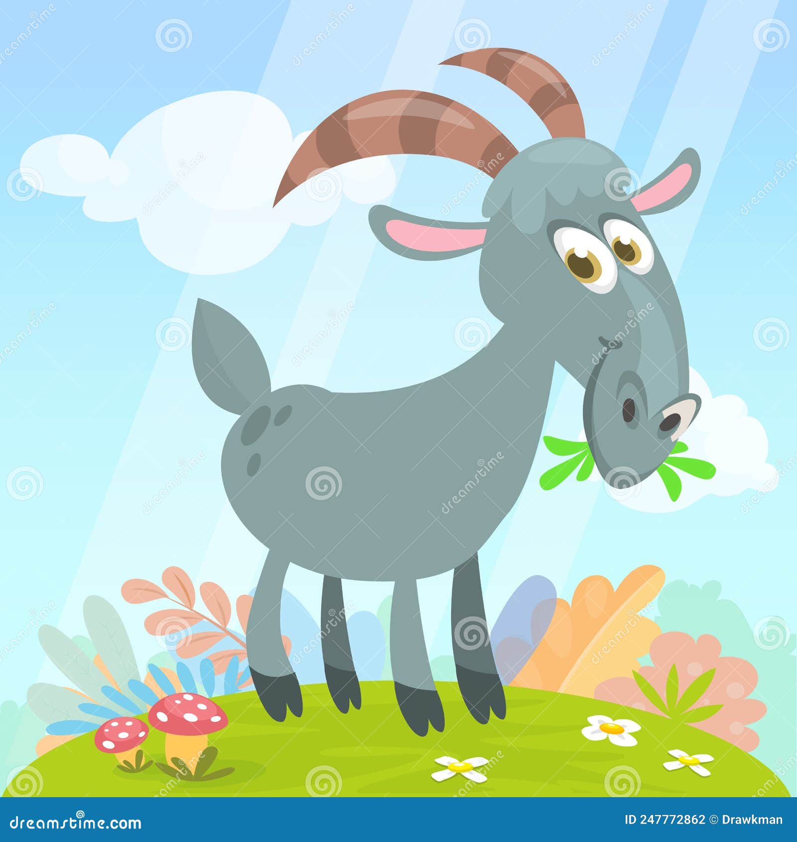 Vector Illustration of Cute Goat Character Cartoon Isolated Stock ...