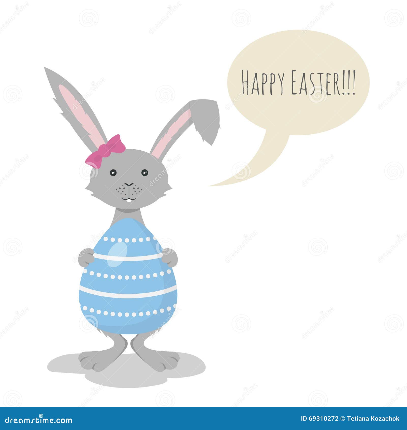 Vector Illustration of Cute Grey Easter Bunny Stock Vector ...