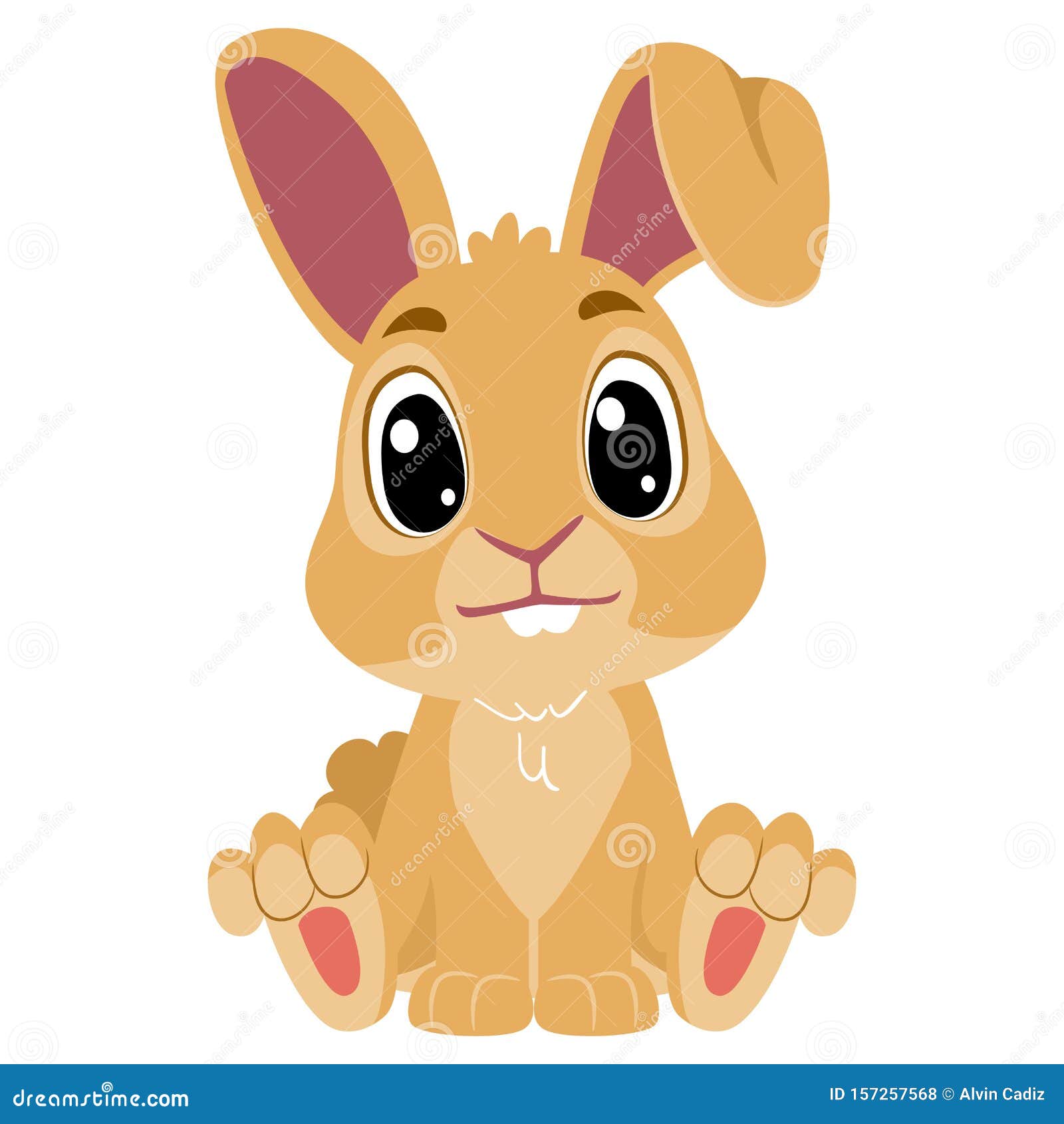 Vector Illustration of Cartoon Rabbit in Sitting Position Stock Vector ...