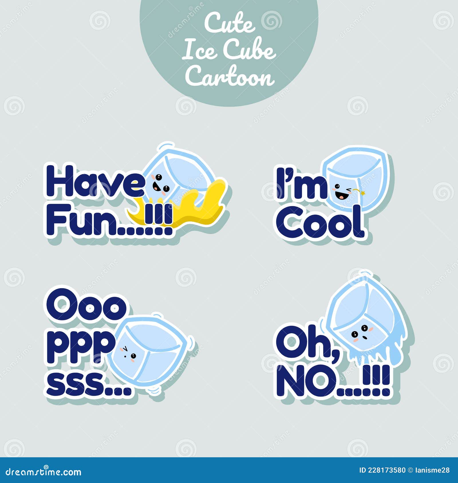 Vector Illustration of Cute Ice Cube Character Stock Vector ...