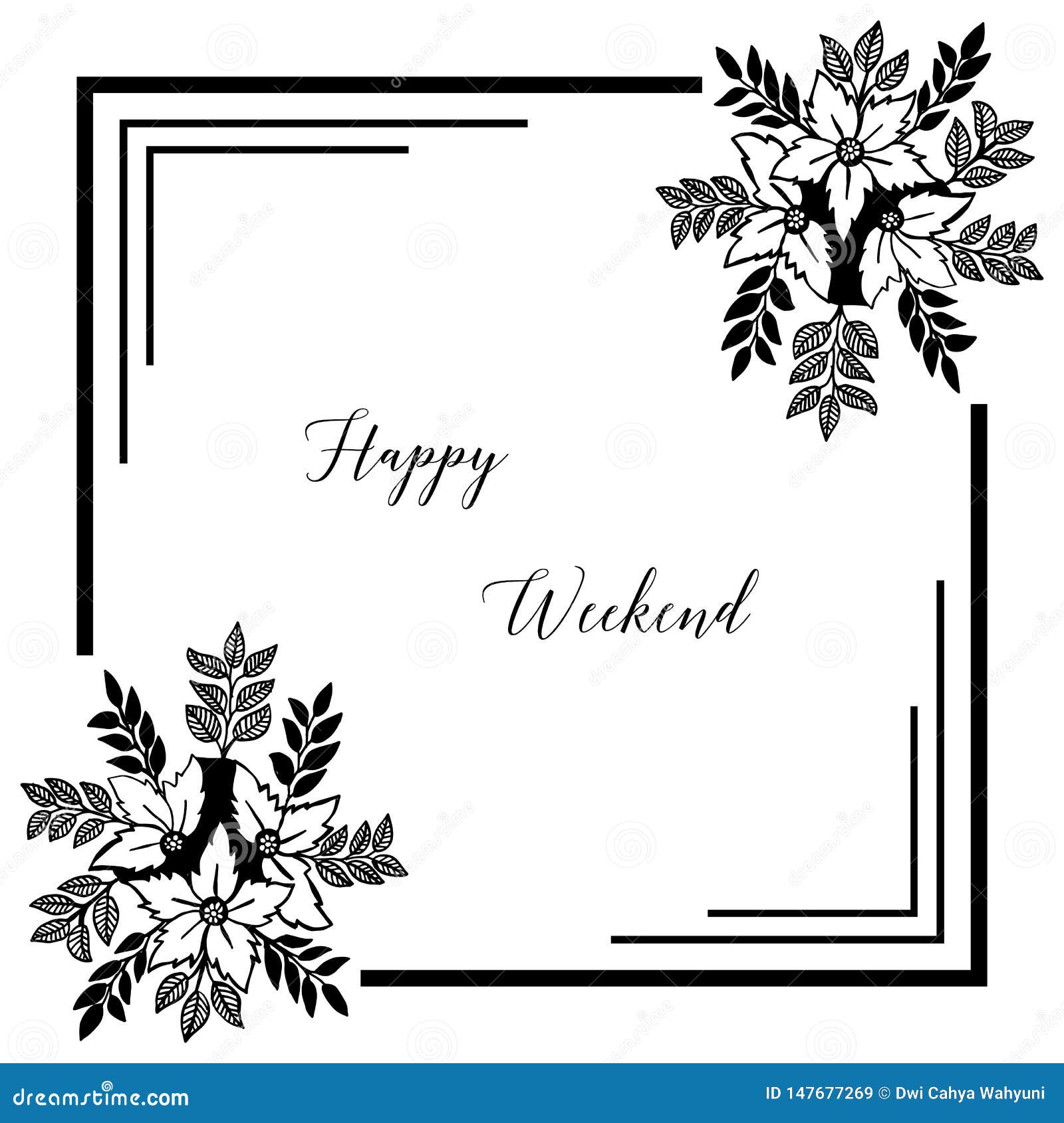 Vector Illustration Cute Invitation Happy Weekend with Design Flower ...